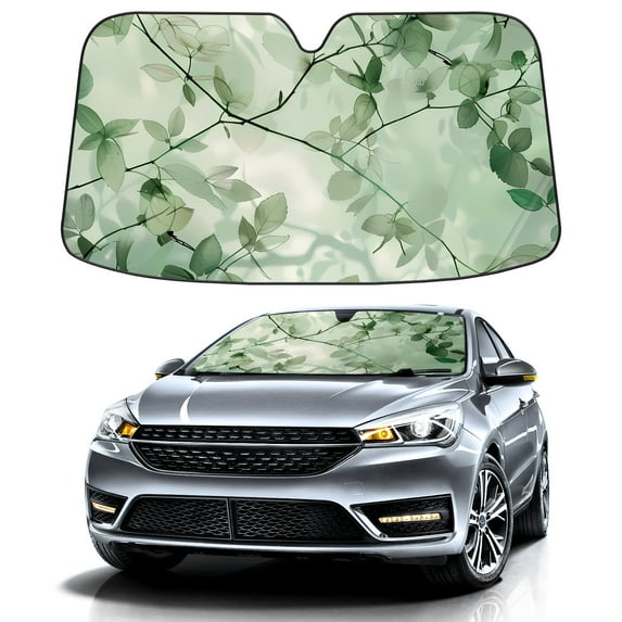 Car Windshield Sun Shade Funny for Car Front Window Green Leaves (4) (1 ...