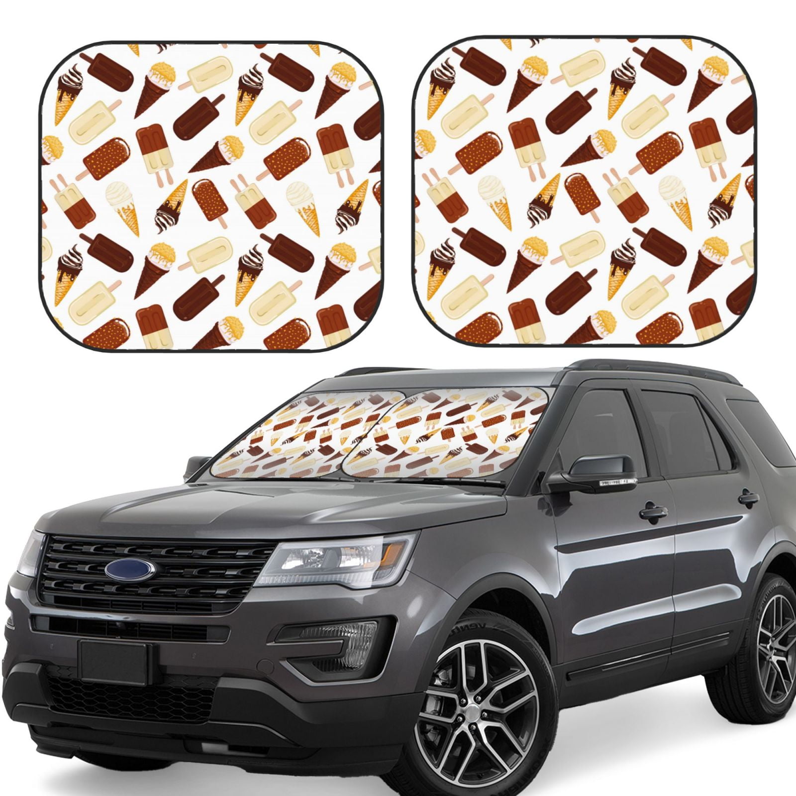 Car Windshield Sun Shade - Ice Cream Popsicle Foldable Car Sun Shade ...