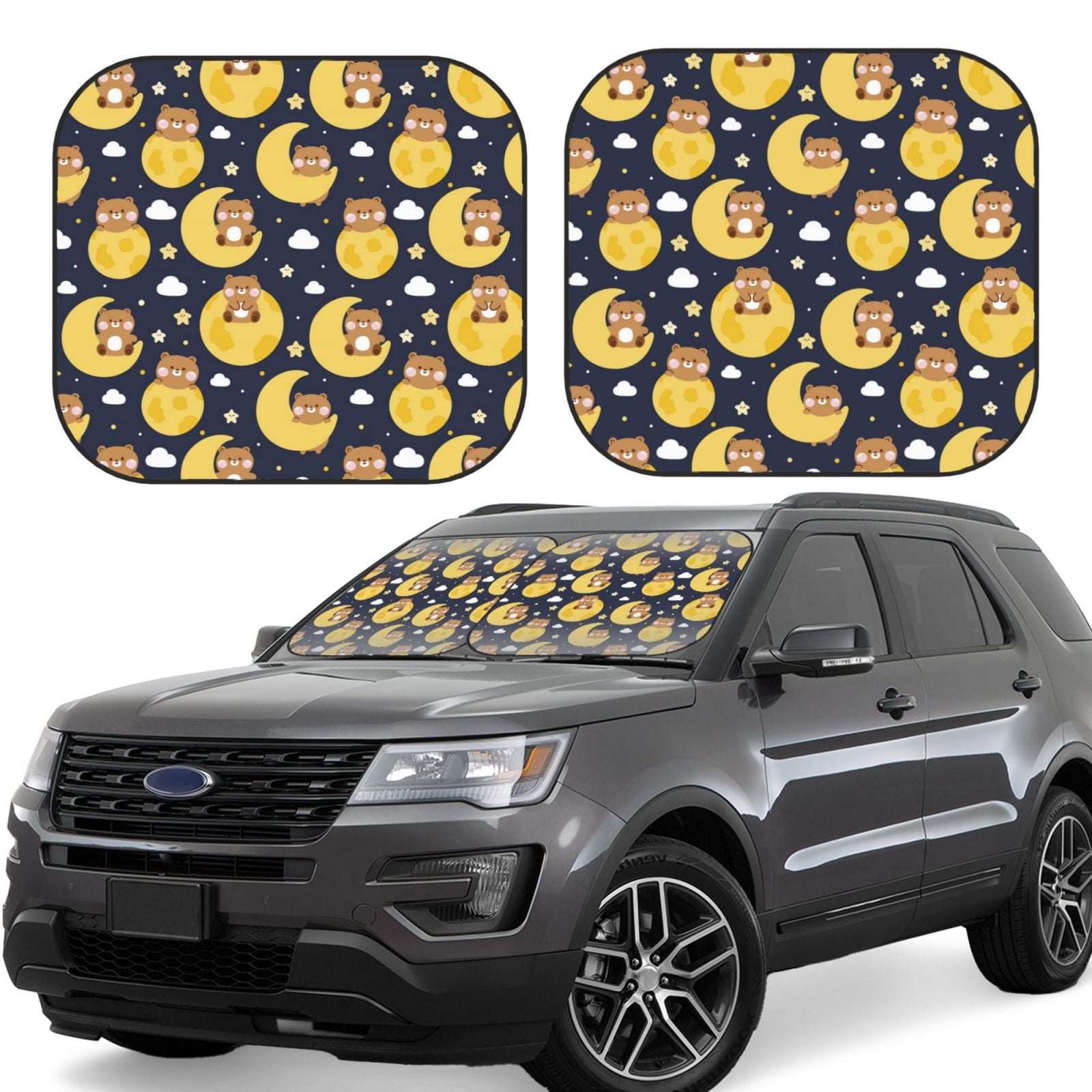 Car Windshield Sun Shade - Moon bear Foldable Car Sun Shade, Sun Visor ...