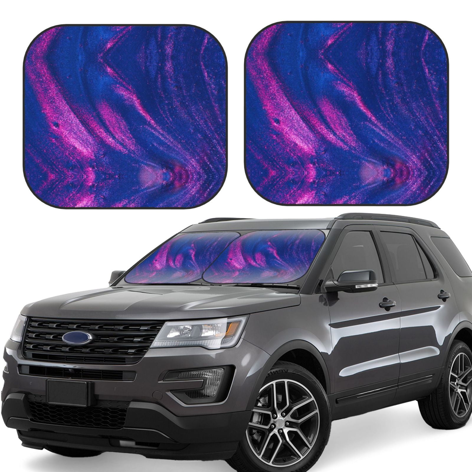 Car Windshield Sun Shade - Neon Gradient Blue Foldable Car Sun Shade ...