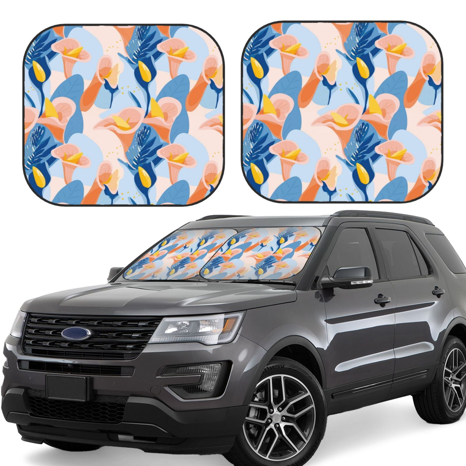 Car Windshield Sun Shade - Orange Calla Lily Flowers Foldable Car Sun ...