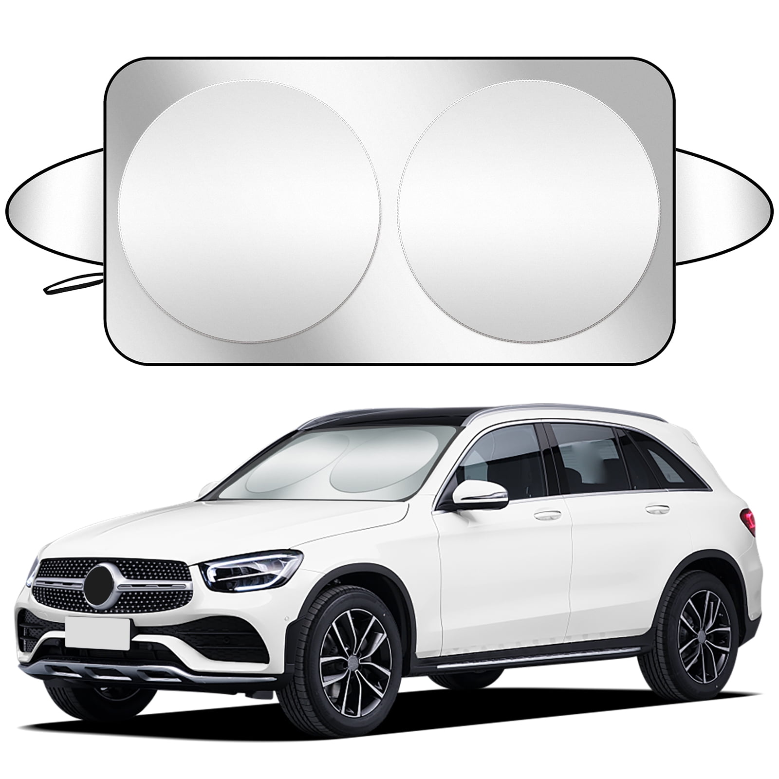 Car Windshield Sun Shade - Silver Reflective Polyester Blocks Heat ...