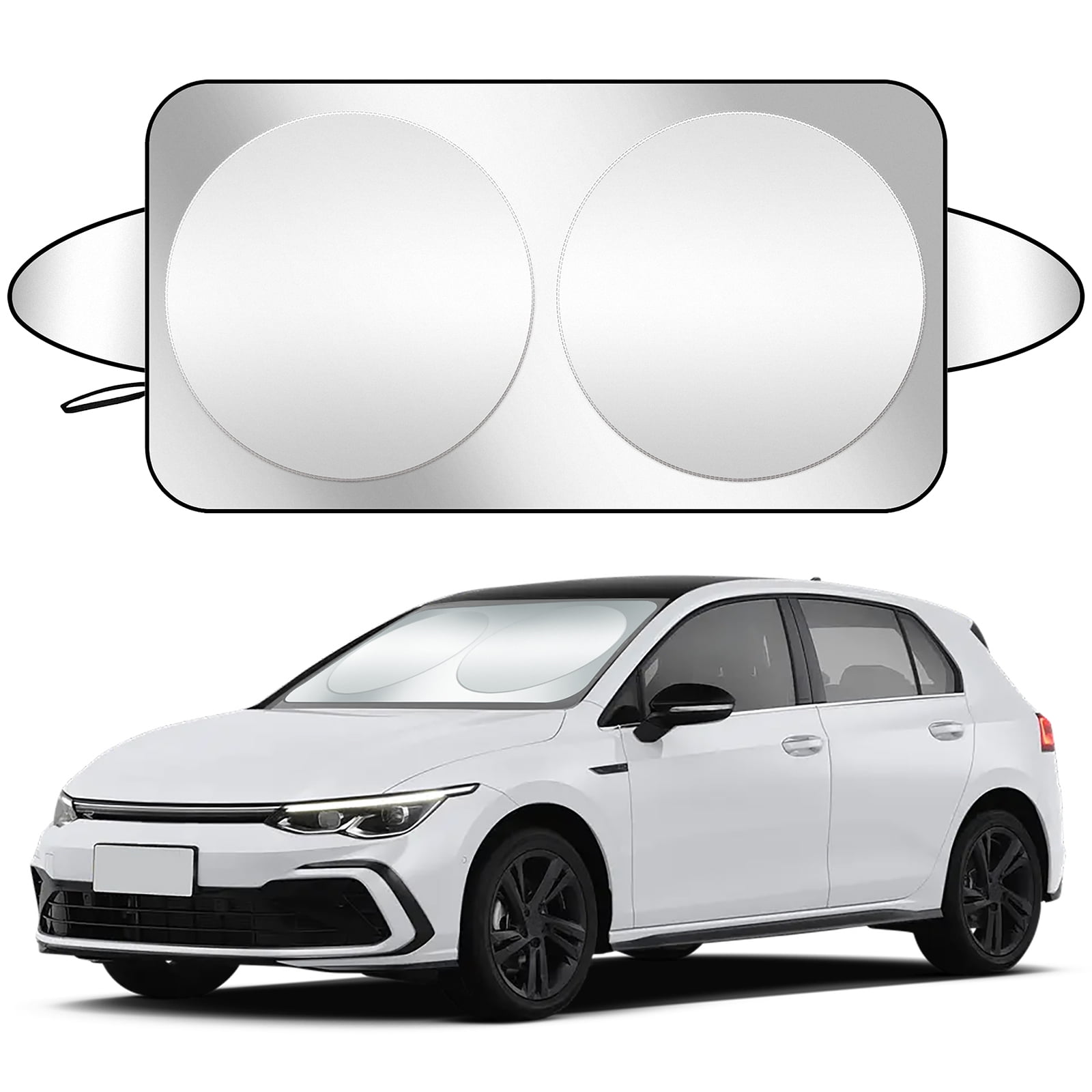 Car Windshield Sun Shade - Silver Reflective Polyester Blocks Heat ...