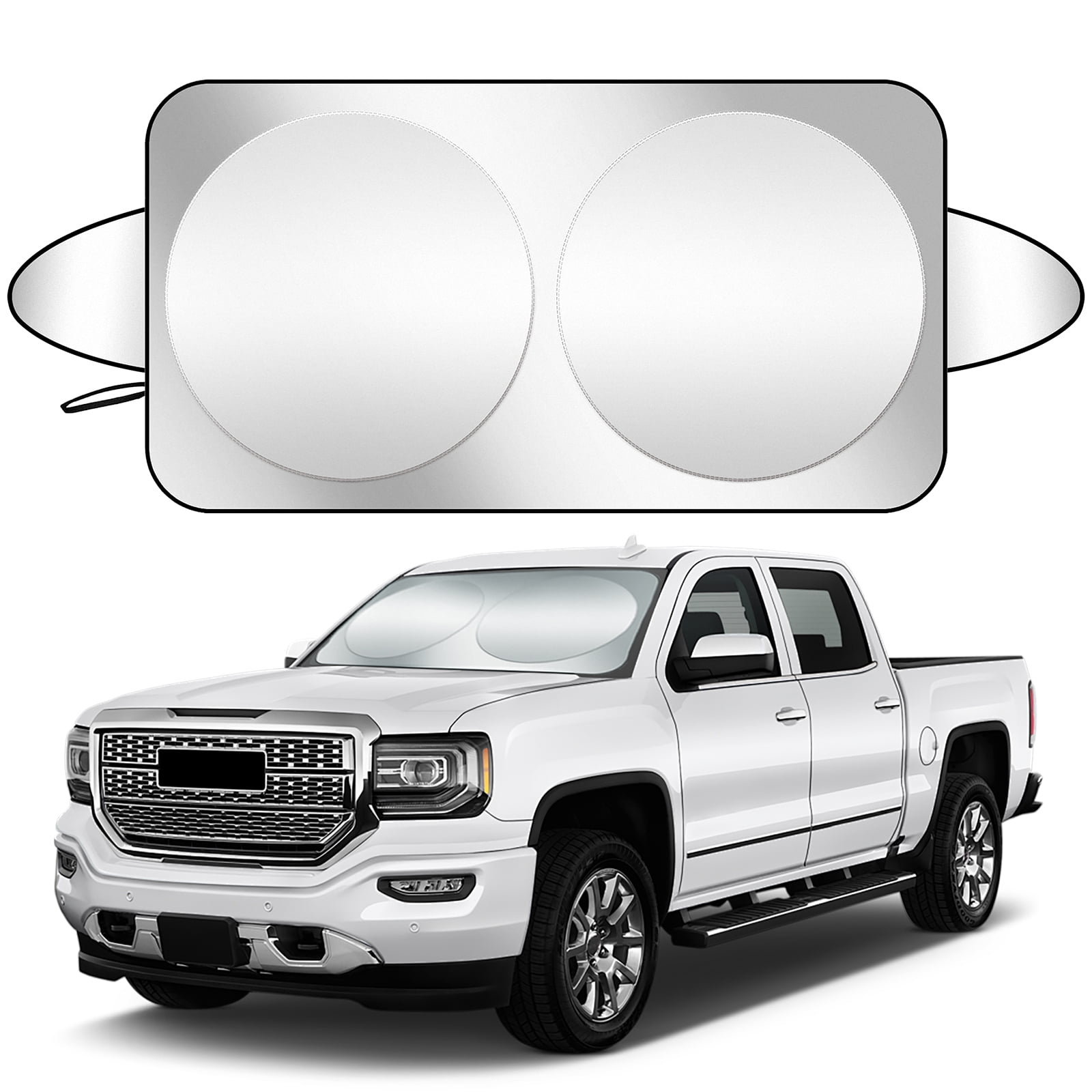 Car Windshield Sun Shade - Silver Reflective Polyester Blocks Heat ...