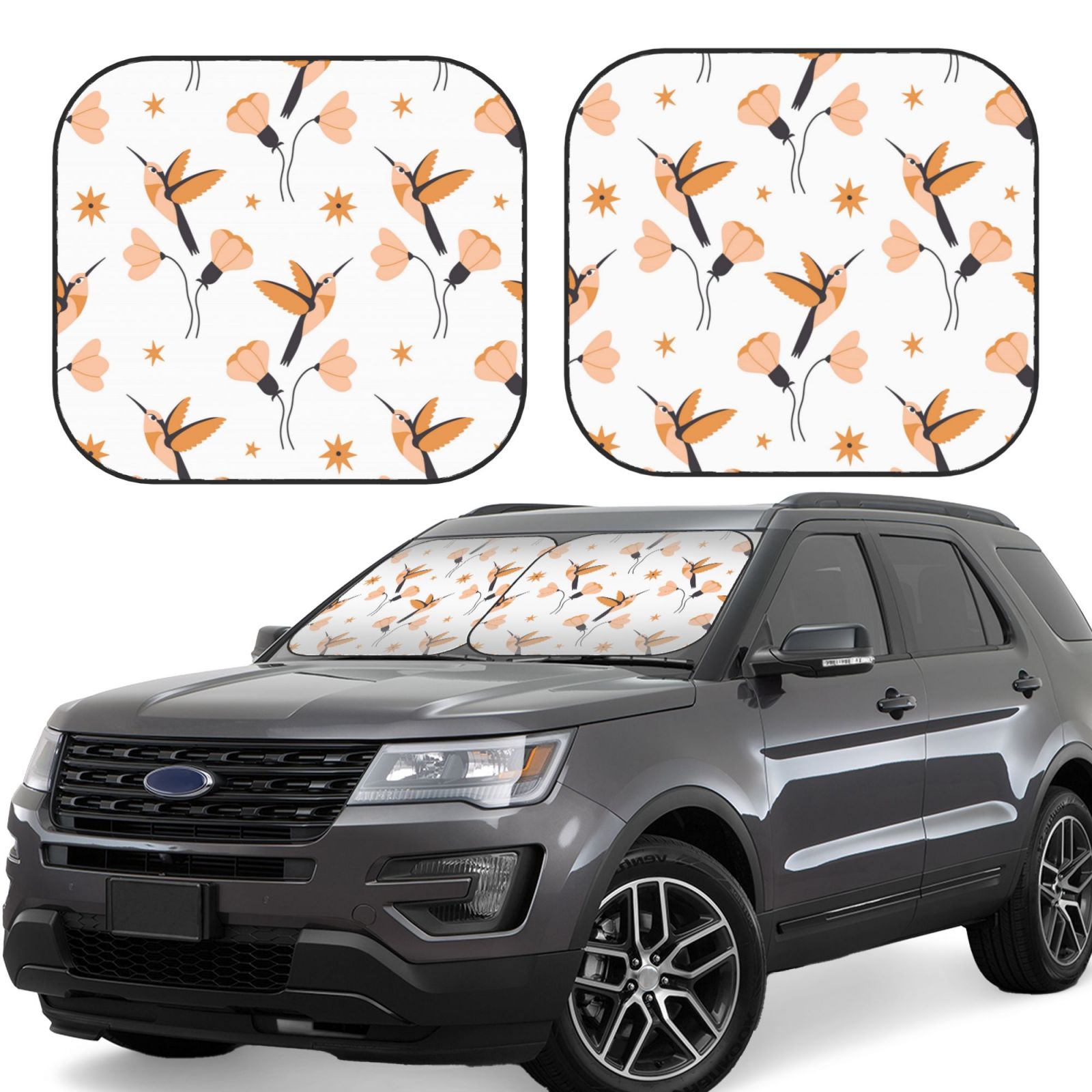 Car Windshield Sun Shade - Simple Hummingbird Flower Foldable Car Sun ...