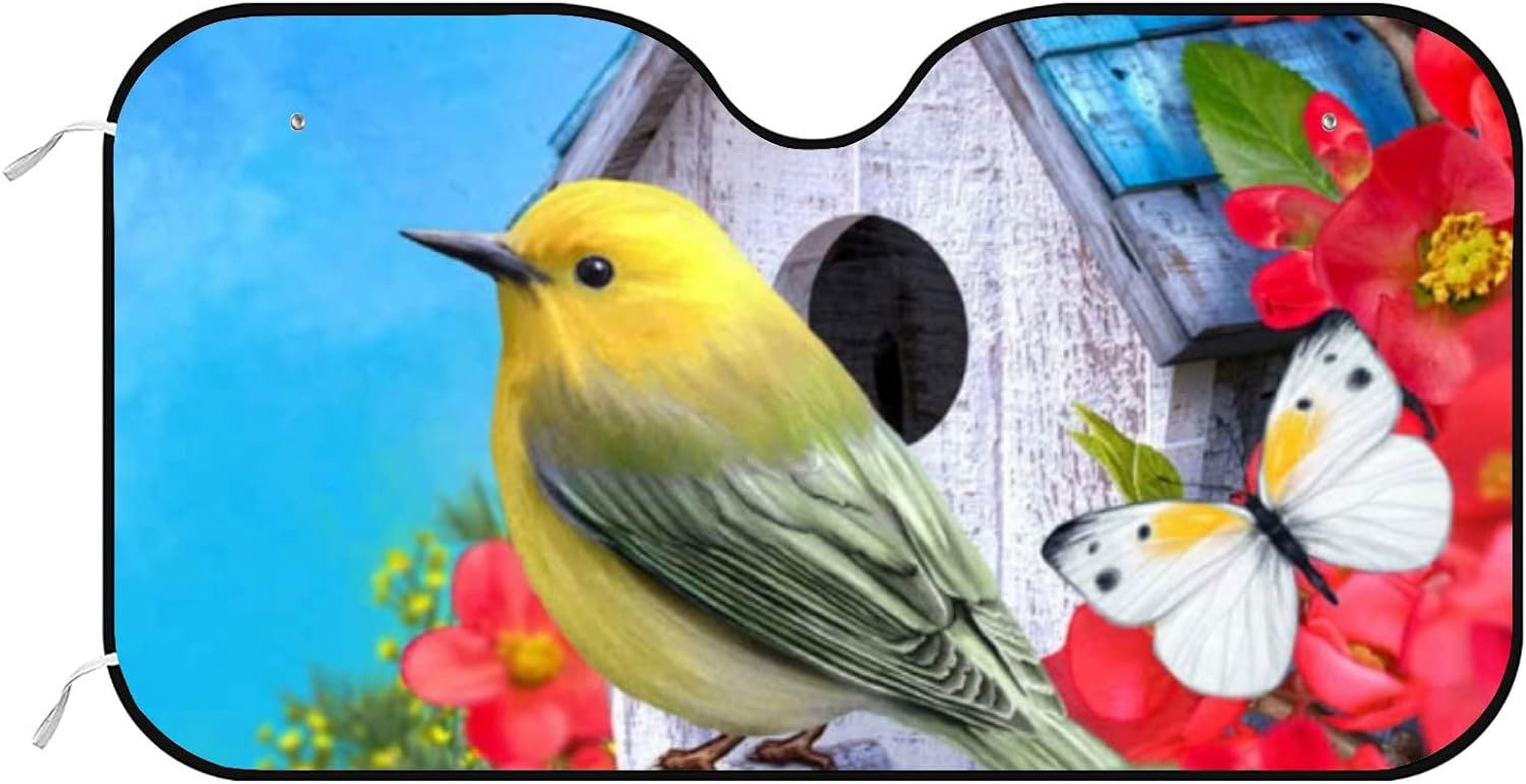 Car Windshield Sun Shade Spring Floral Robin Bids Butterfly Leaves Home ...