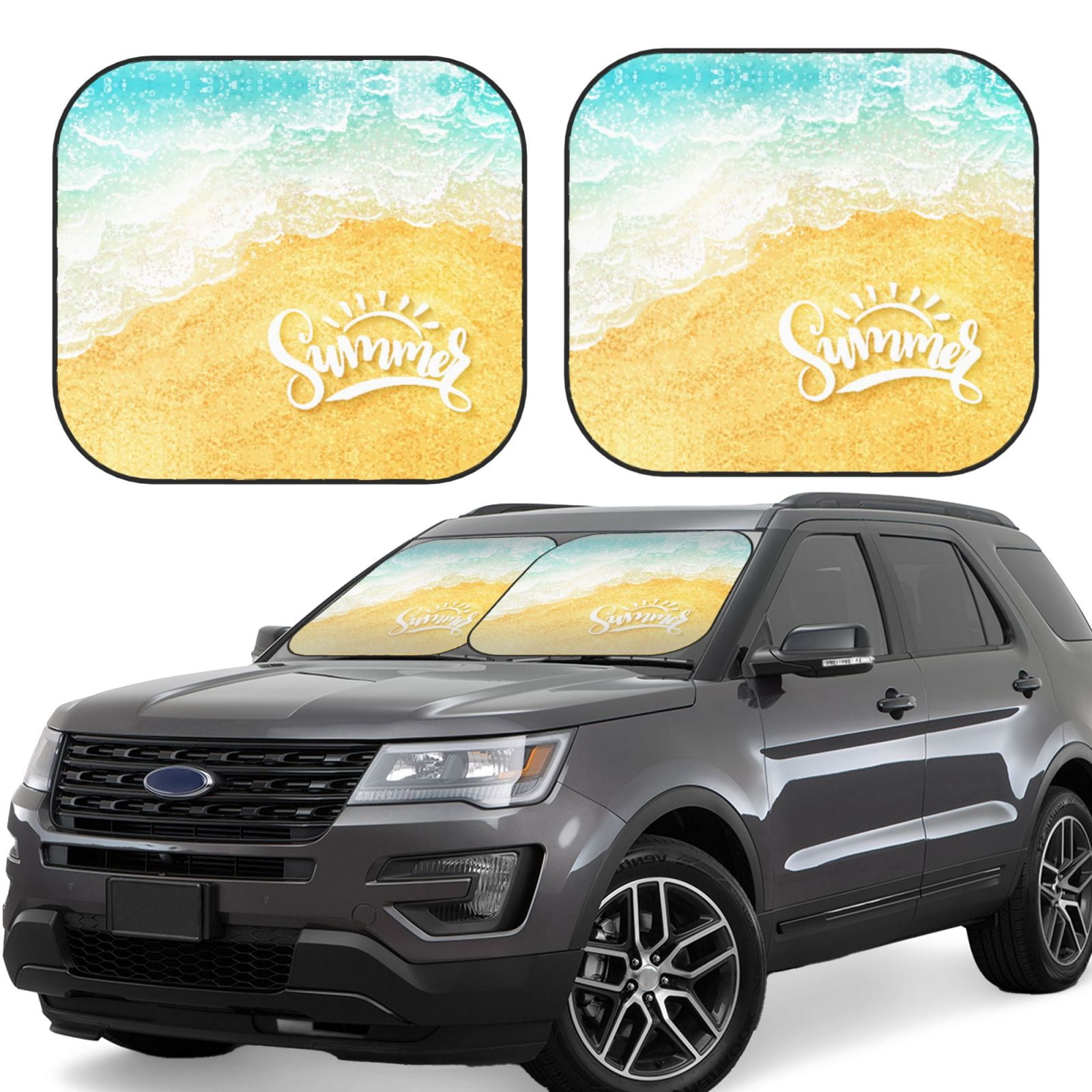 Car Windshield Sun Shade - Summer Beach Foldable Car Sun Shade, Sun ...