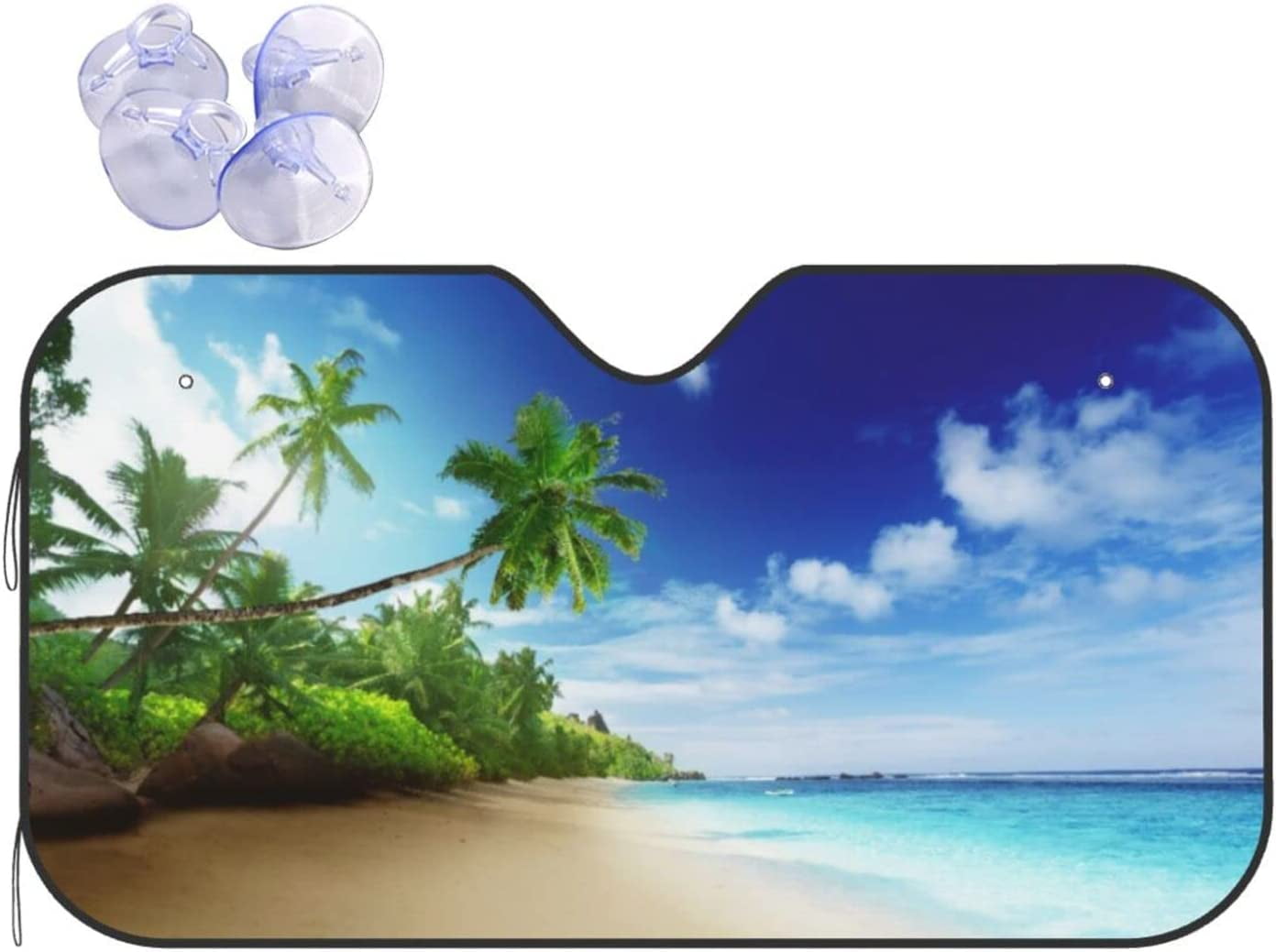 Car Windshield Sun Shade Tropical Golden Brown Leaves Jungle Palm Leaf ...