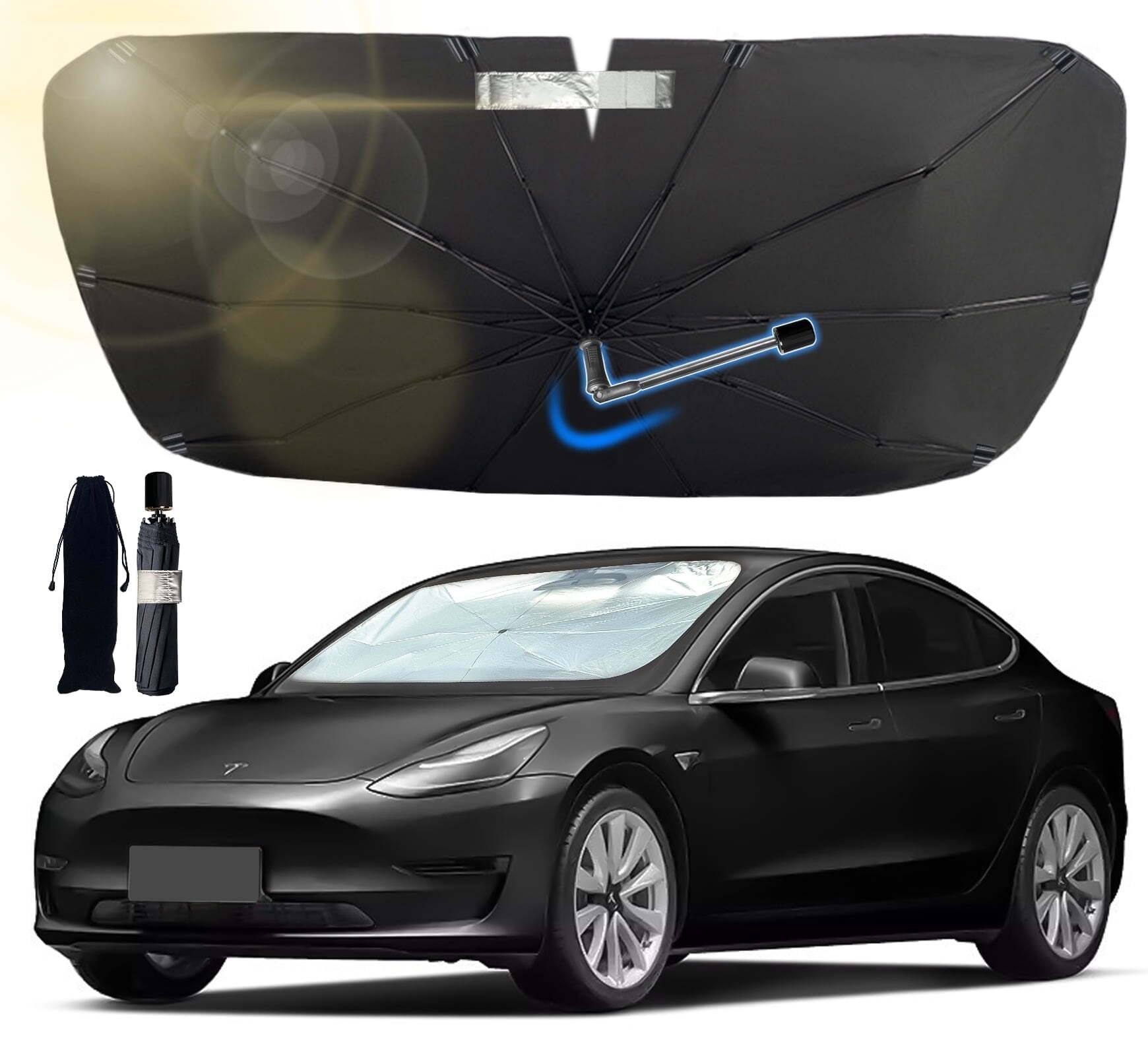 Car Windshield Sun Shade Umbrella, Foldable UV Block Sunshade Cover ...