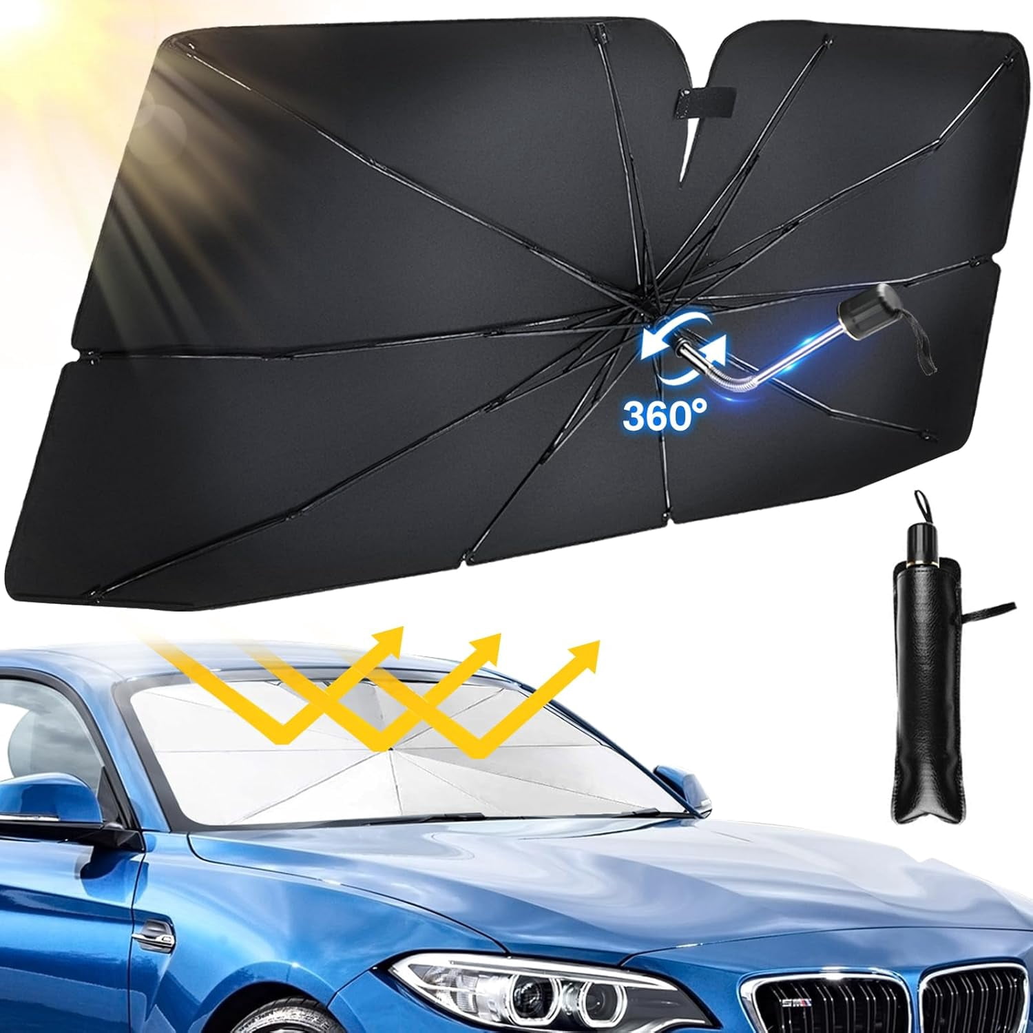 Car Windshield Sun Shade Umbrella, Upgraded Car Windshield Sun Shade ...