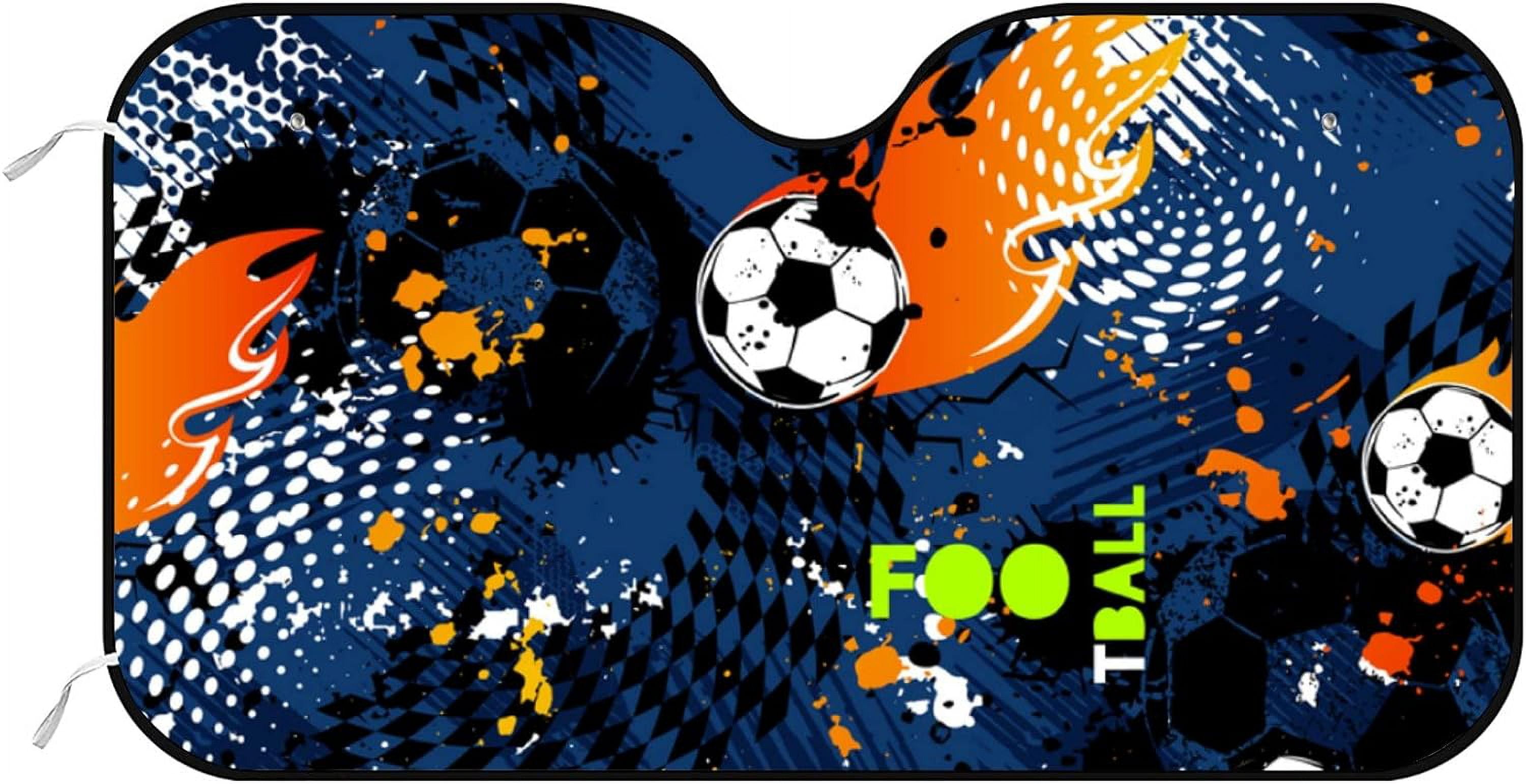 Car Windshield Sun Shade Vintage Sports Football Soccer Fire Flames Sun ...