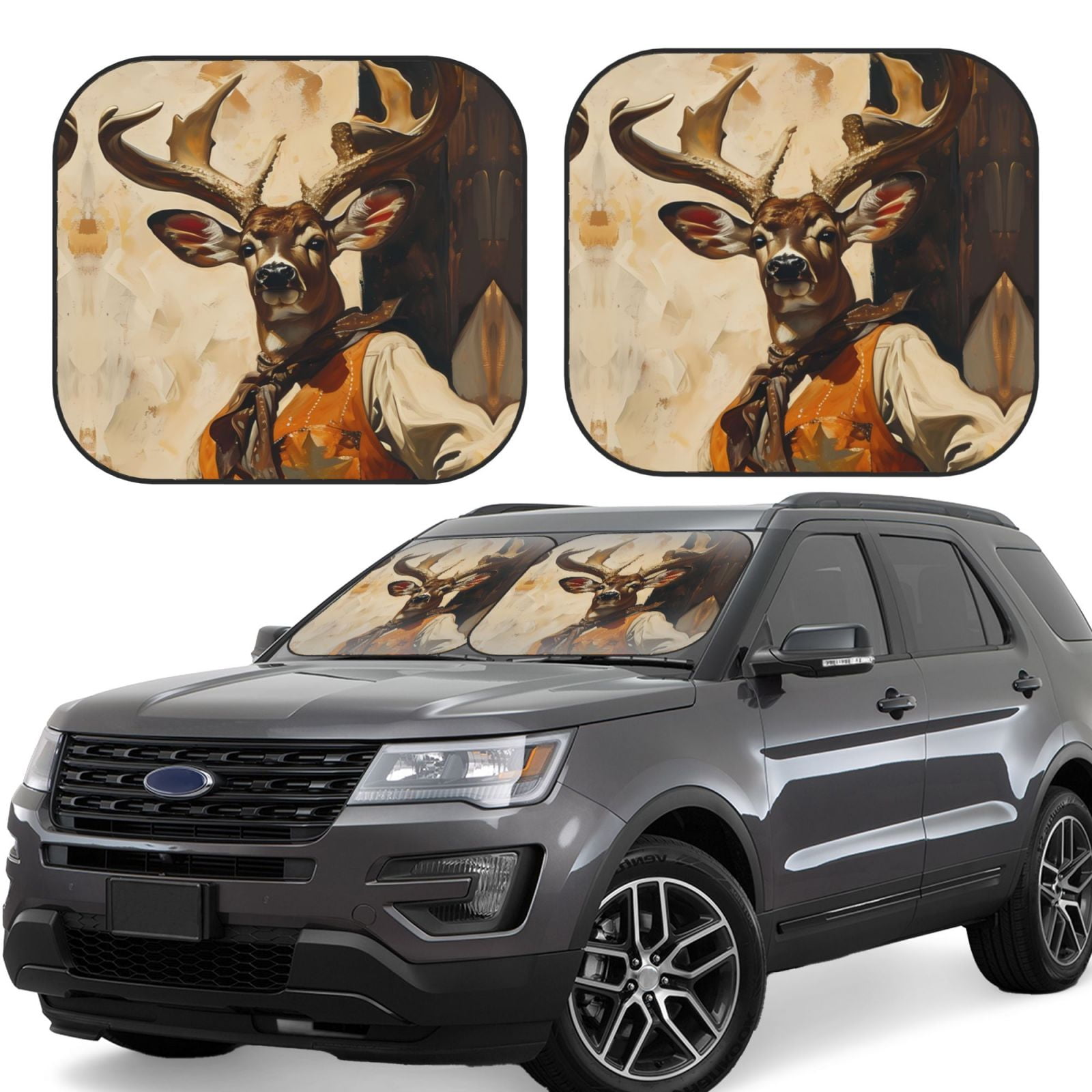 Car Windshield Sun Shade - Vintage Style Elk Foldable Car Sun Shade ...