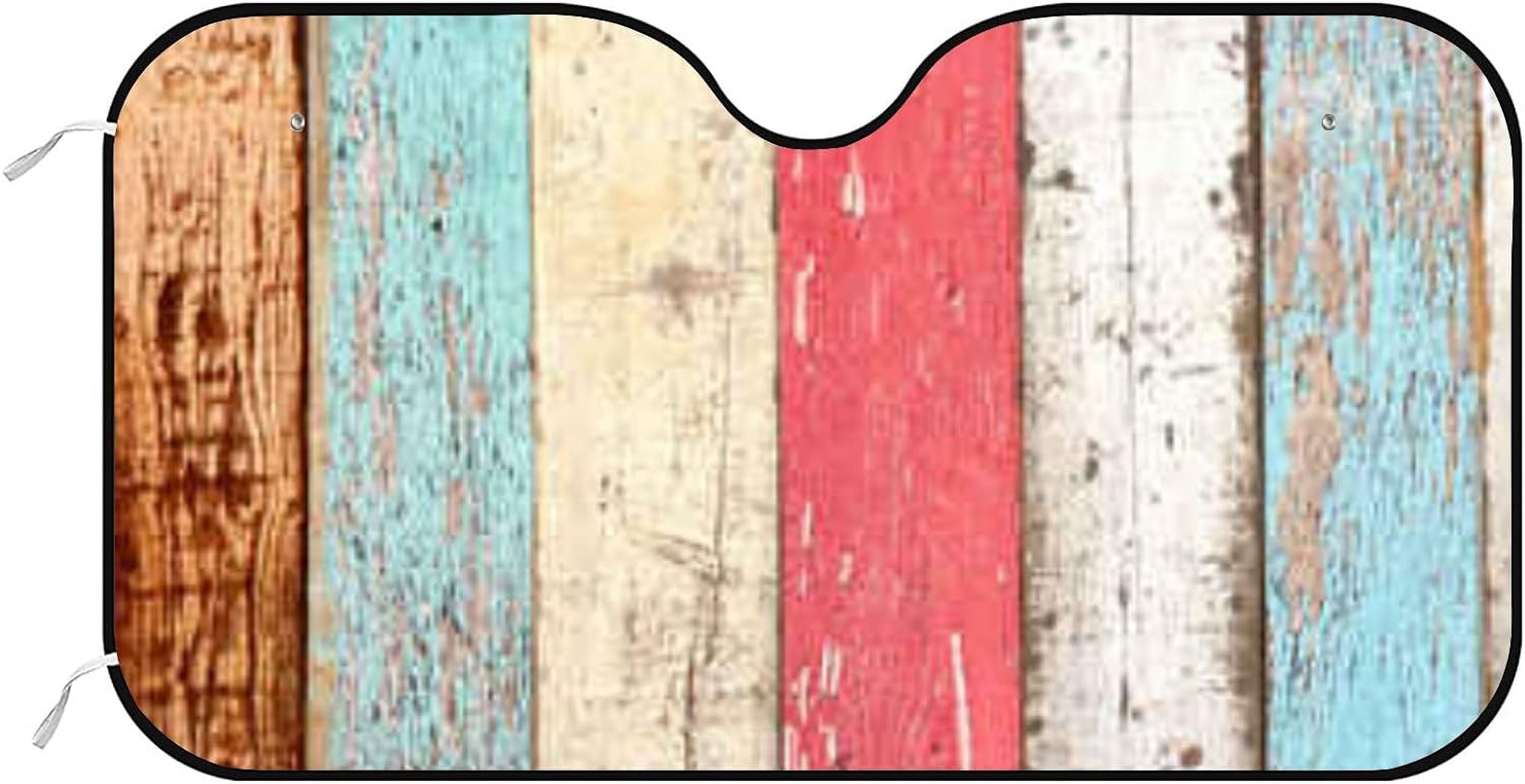 Car Windshield Sun Shade Wood Board Texture Wooden Plank Red Orange ...