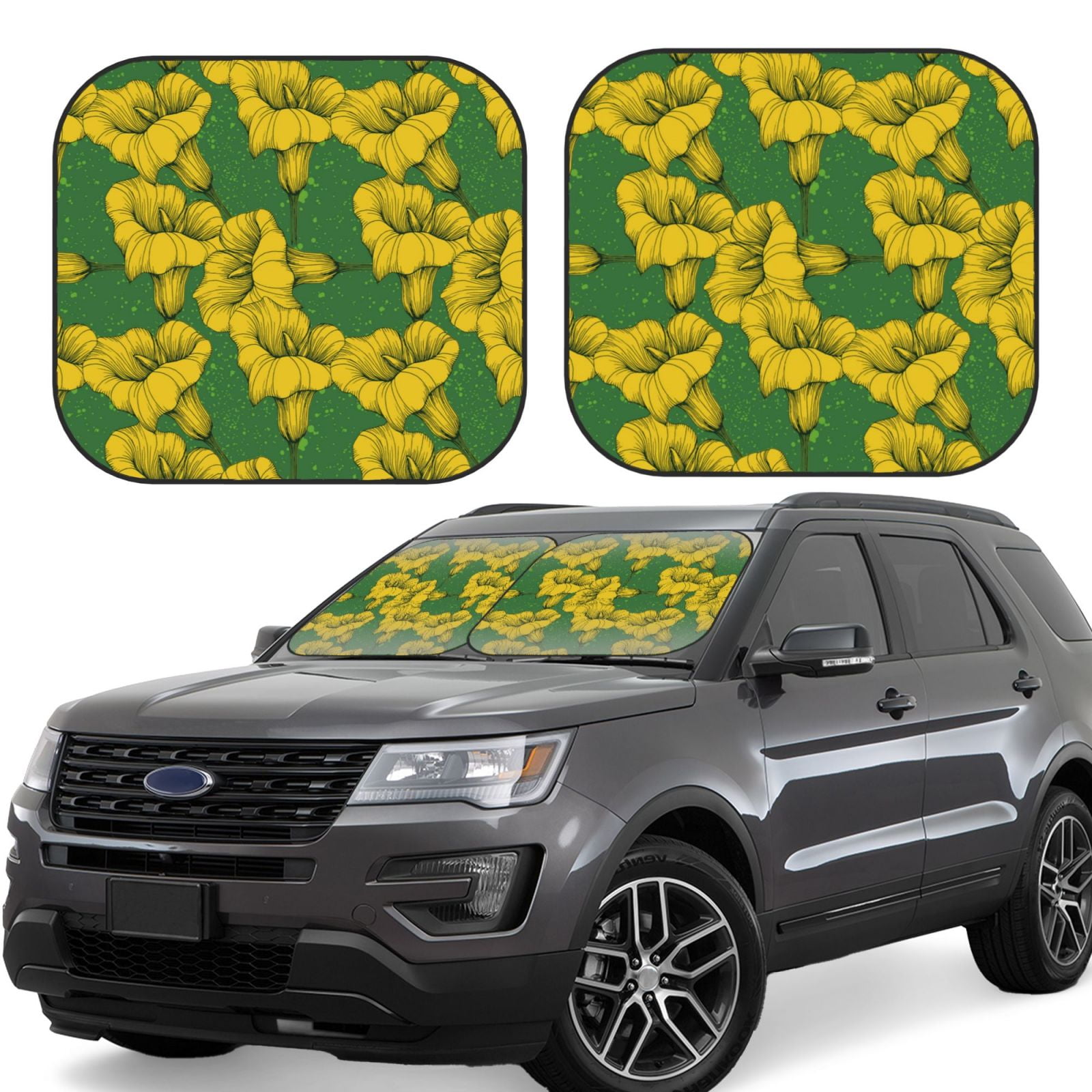 Car Windshield Sun Shade - Yellow Calla Lily Flowers Foldable Car Sun ...