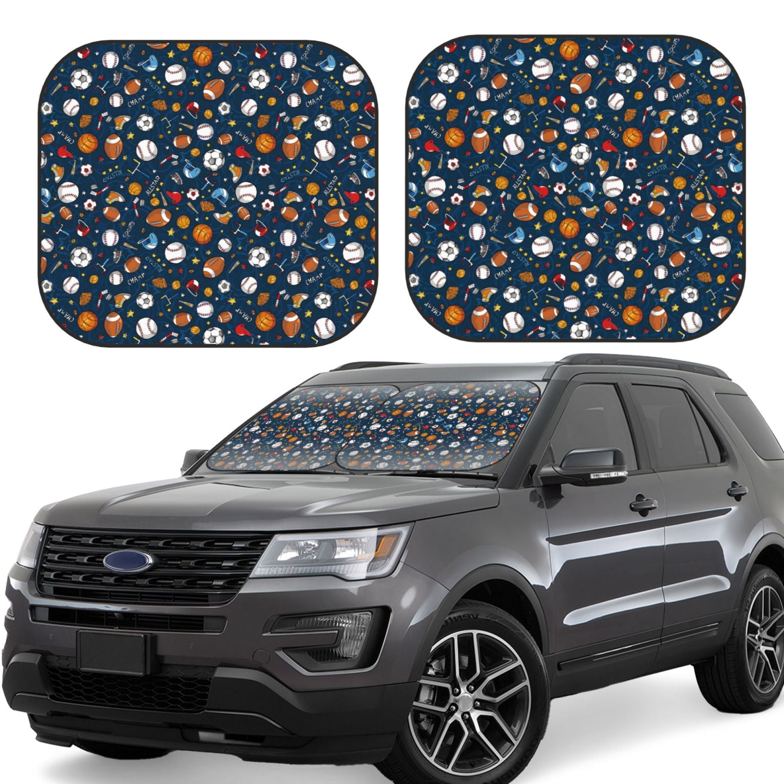 Car Windshield Sun Shade - baseball football Foldable Car Sun Shade ...