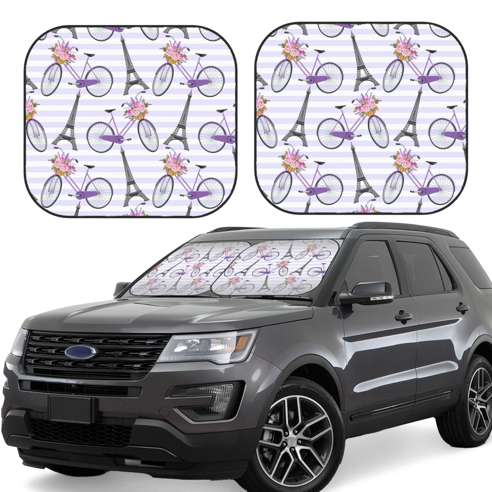 Car Windshield Sun Shade - bike flower Tower Foldable Car Sun Shade ...