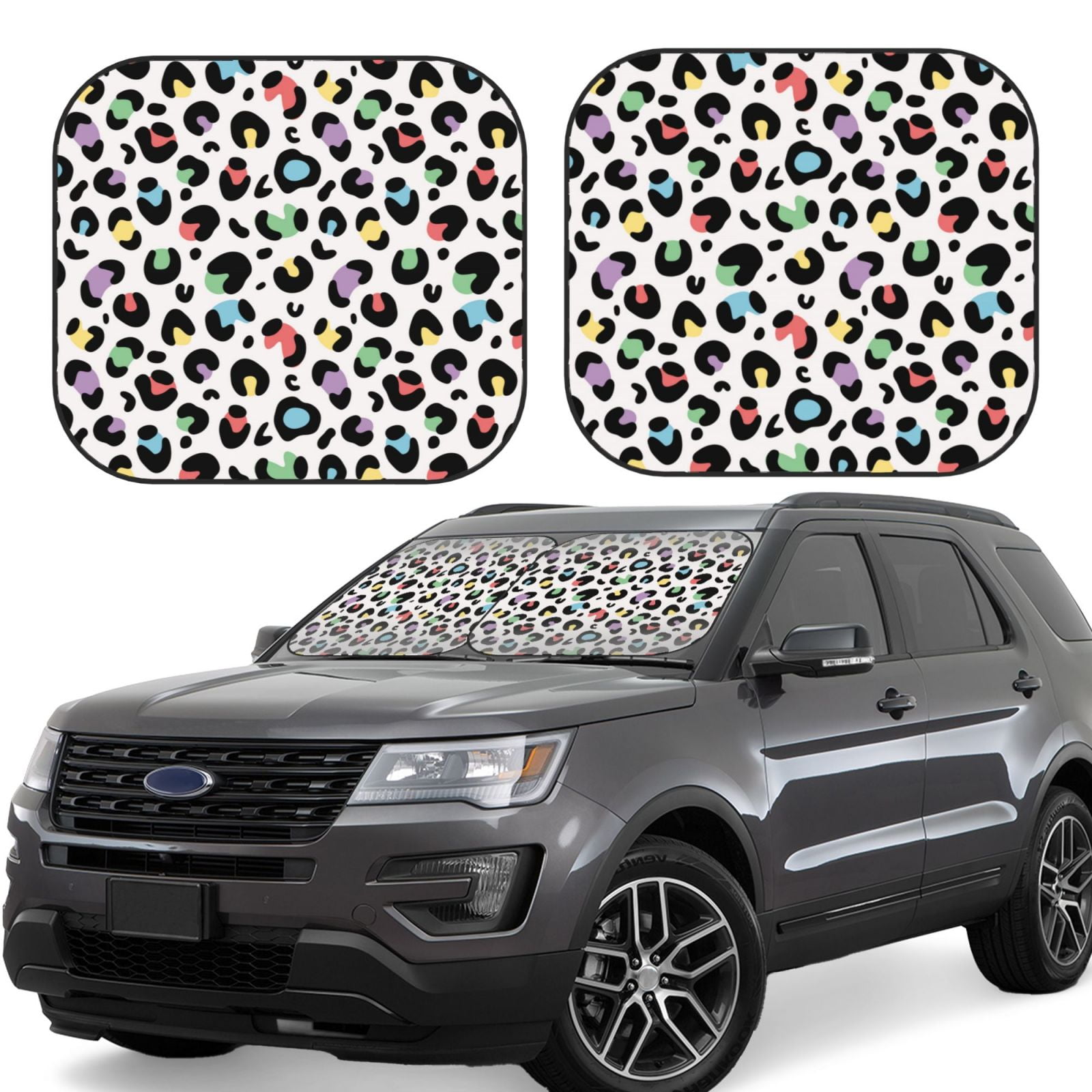 Car Windshield Sun Shade - colorful Leopard printA Foldable Car Sun ...