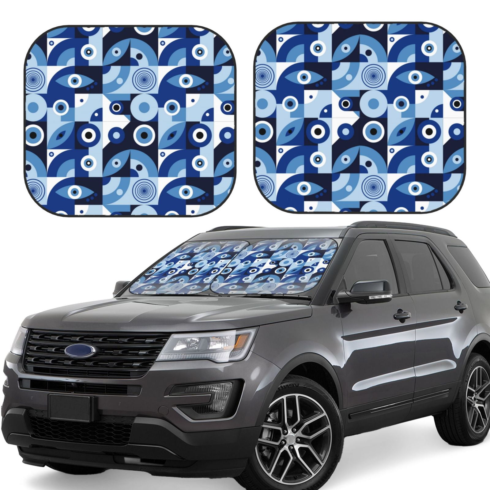 Car Windshield Sun Shade - evil eye A Foldable Car Sun Shade, Sun Visor ...