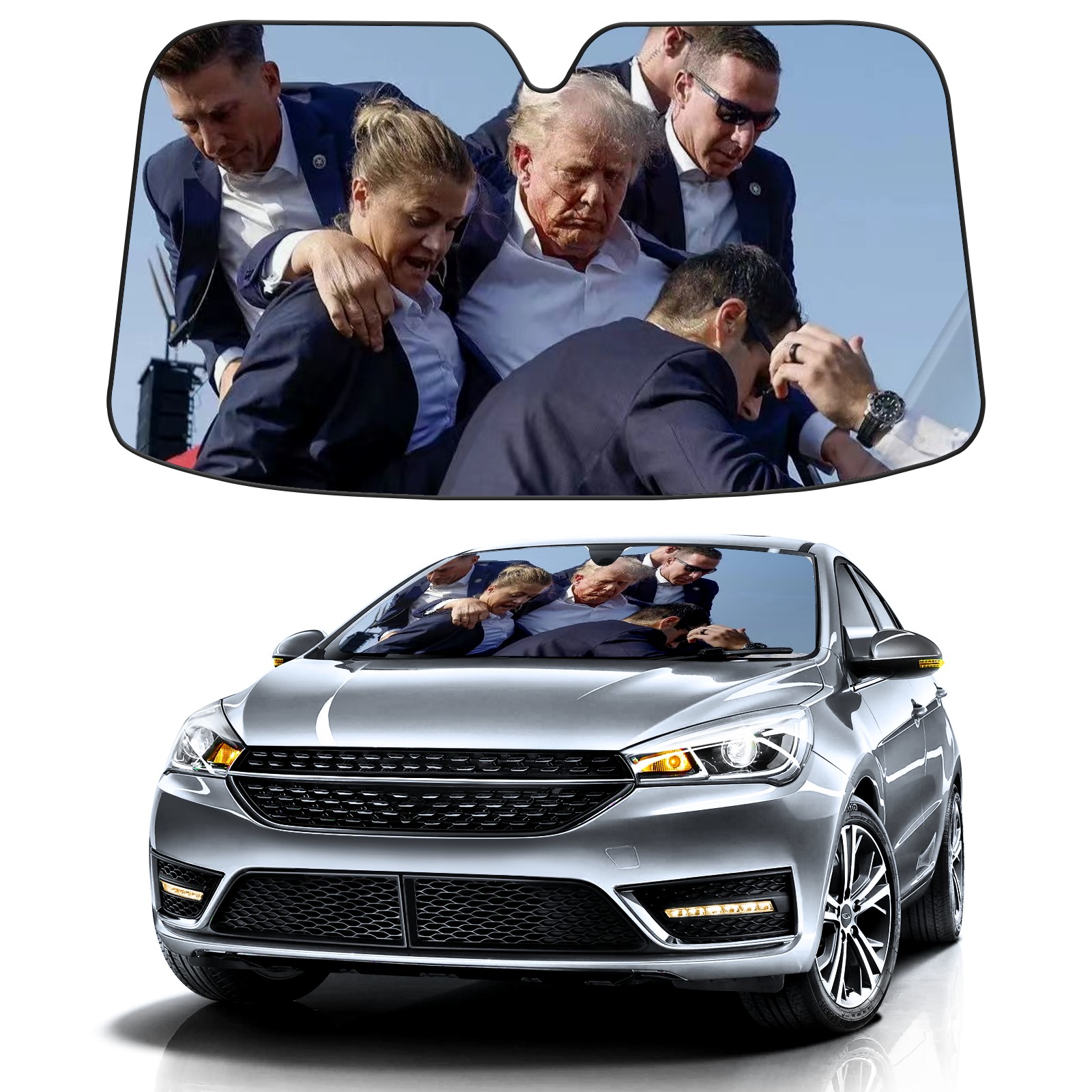 Car Windshield Sun Shade for Front Window Trump Foldable Vehicle ...