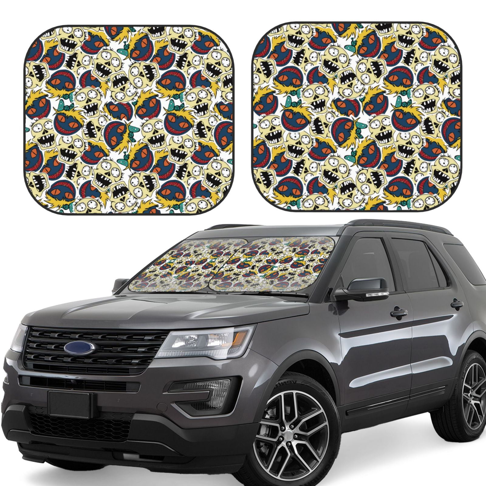 Car Windshield Sun Shade - happy skeleton Foldable Car Sun Shade, Sun ...