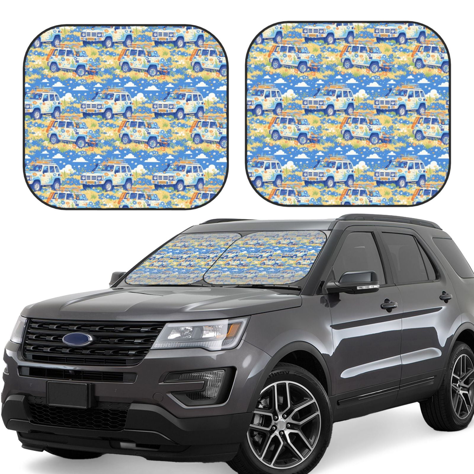 Car Windshield Sun Shade - travel SUV summer daisy Foldable Car Sun ...