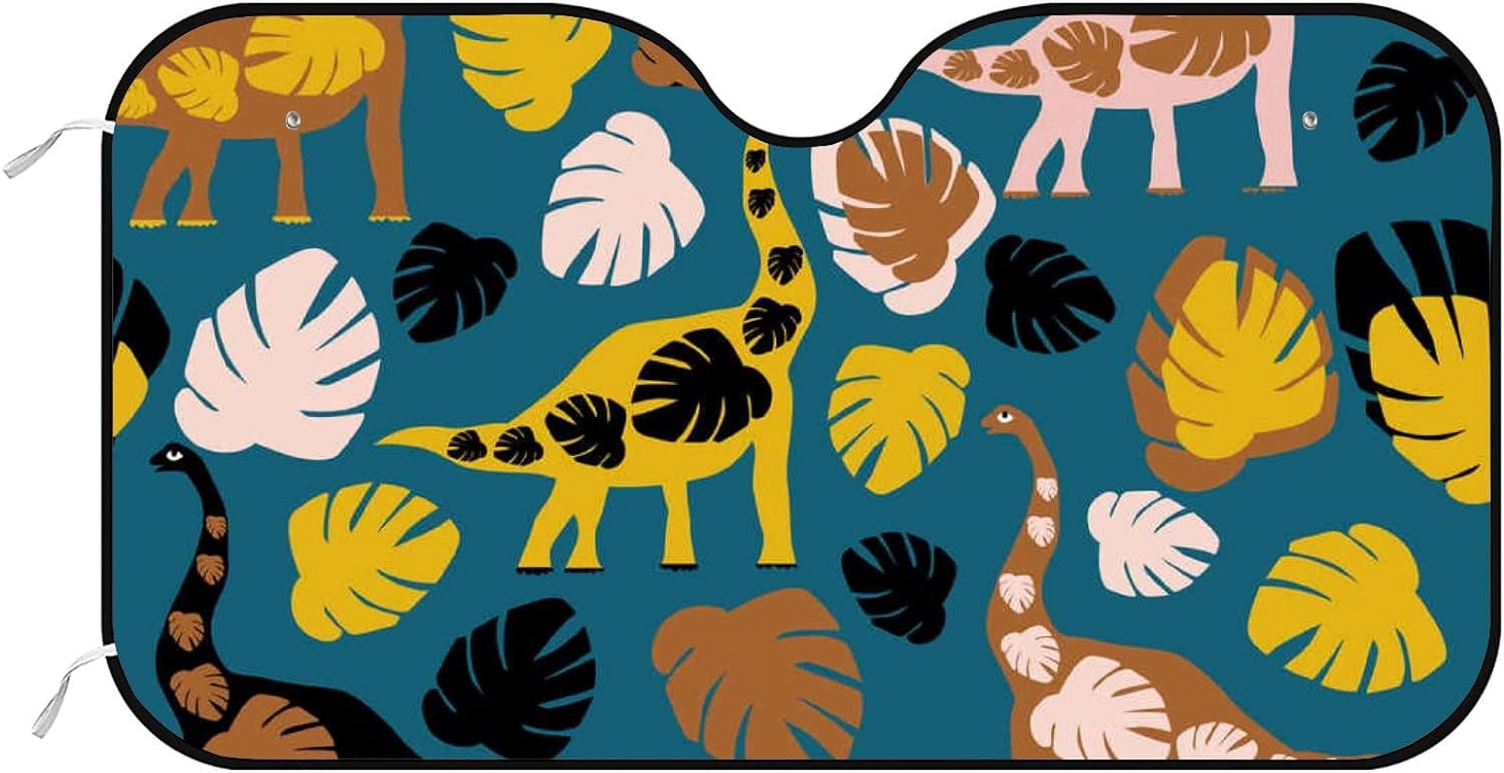 Car Windshield Sunshade Blocks Sun Visor Protector Cute Dinosaurs and ...