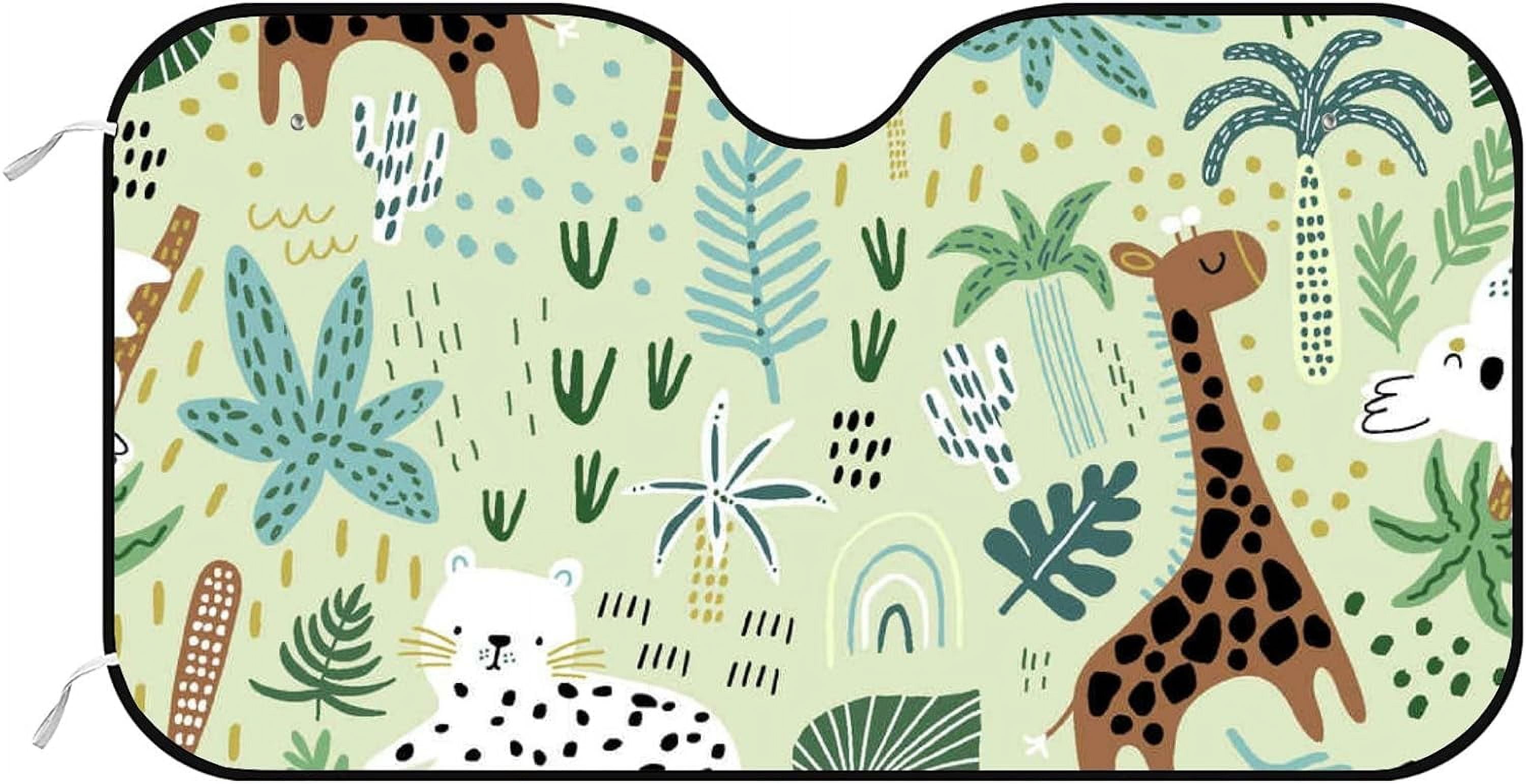 Car Windshield Sunshade Blocks Sun Visor Protector Jungle Animals ...