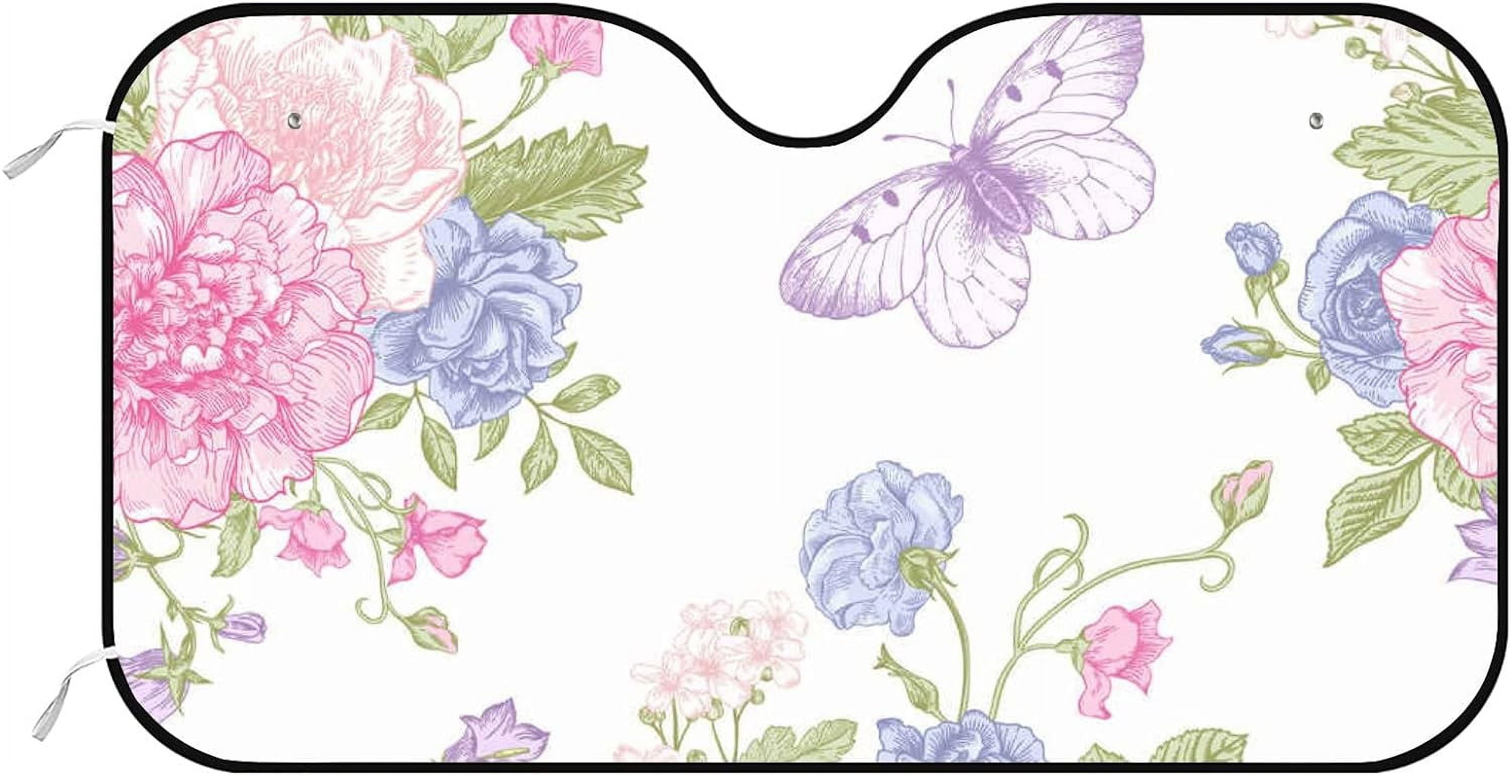 Car Windshield Sunshade Blocks Sun Visor Protector Peonies Roses ...