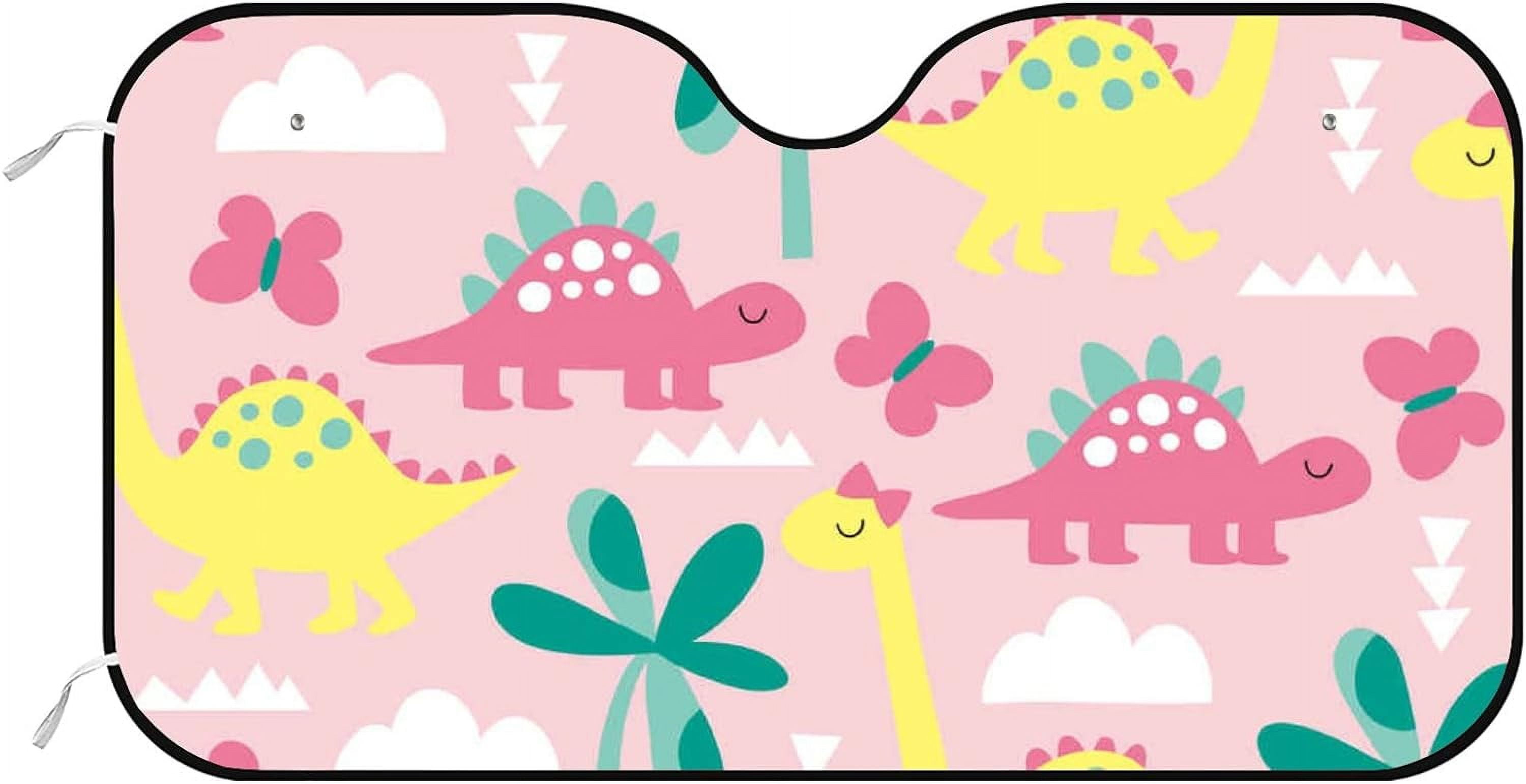Car Windshield Sunshade Blocks Sun Visor Protector Pink Dinosaur Animal ...