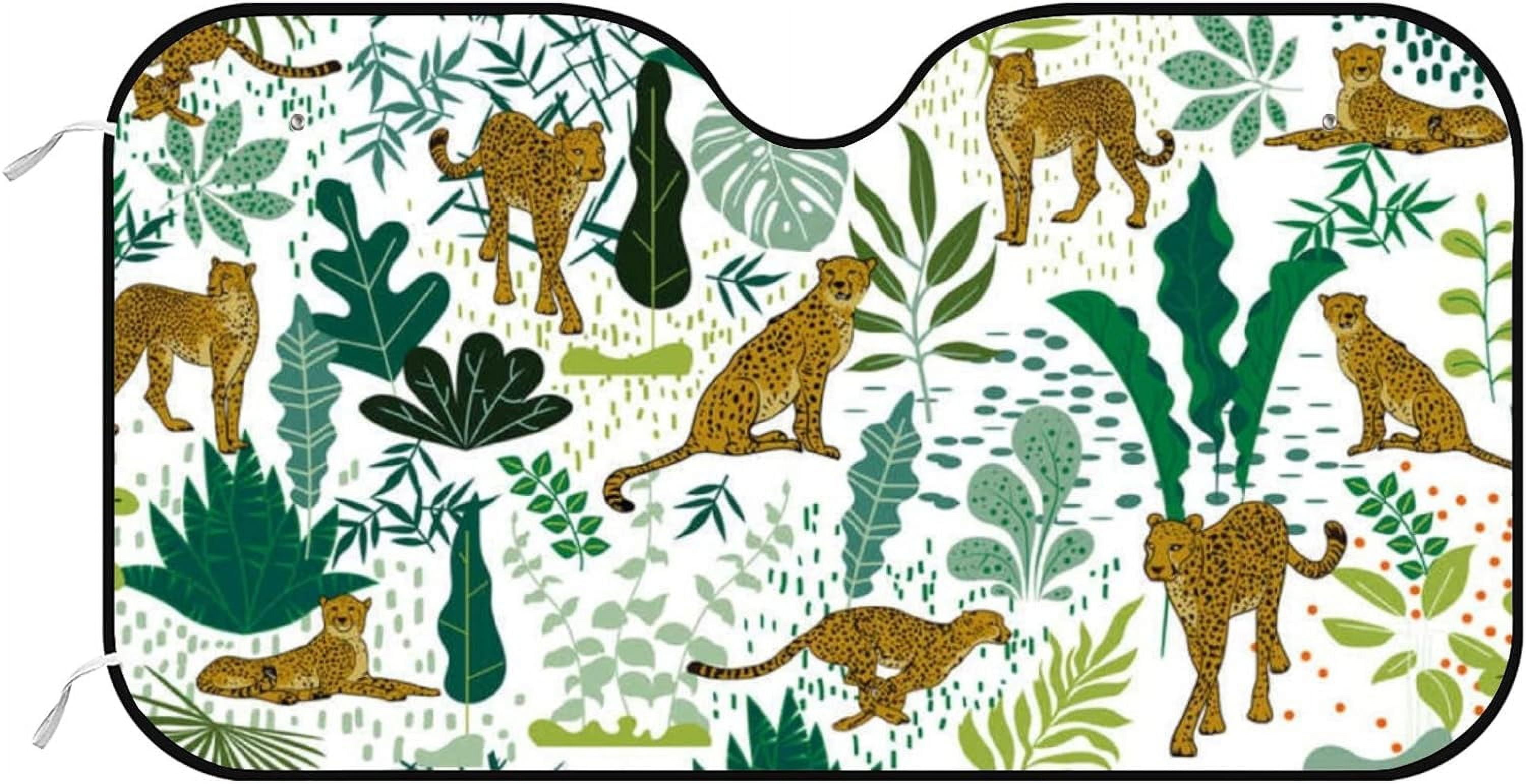 Car Windshield Sunshade Blocks Sun Visor Protector Tropical Cheetahs ...