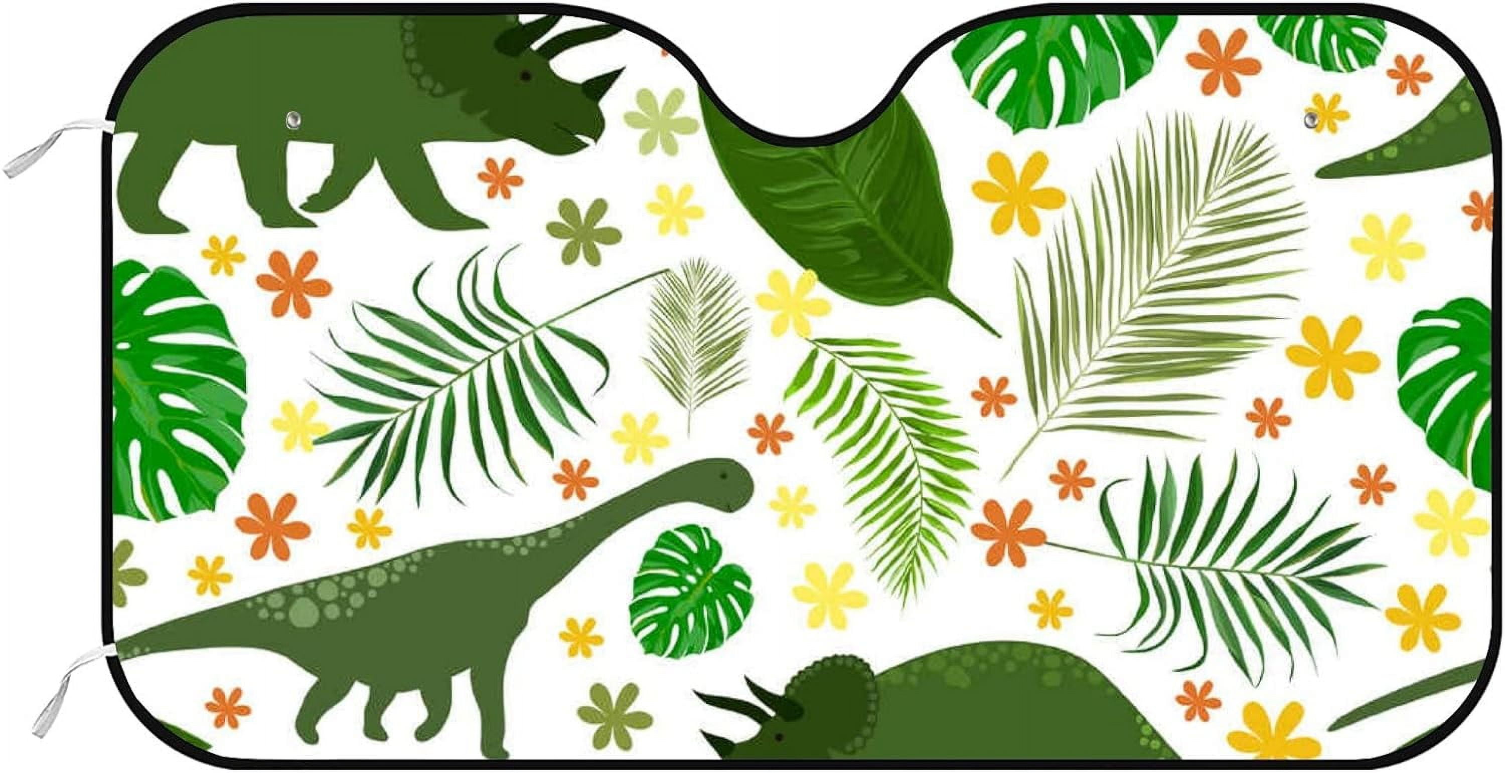 Car Windshield Sunshade Blocks Sun Visor Protector Tropical Dinosaurs ...