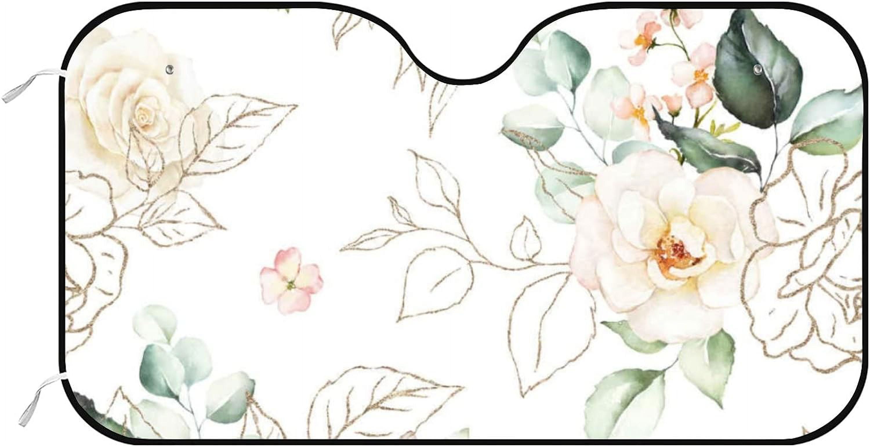 Car Windshield Sunshade Blocks Sun Visor Protector Watercolor Floral ...