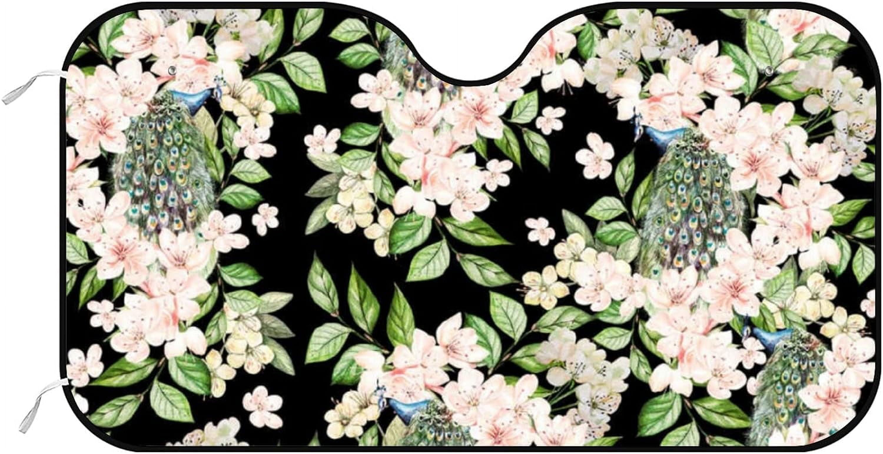 Car Windshield Sunshade Blocks Sun Visor Protector Watercolor Peacock ...