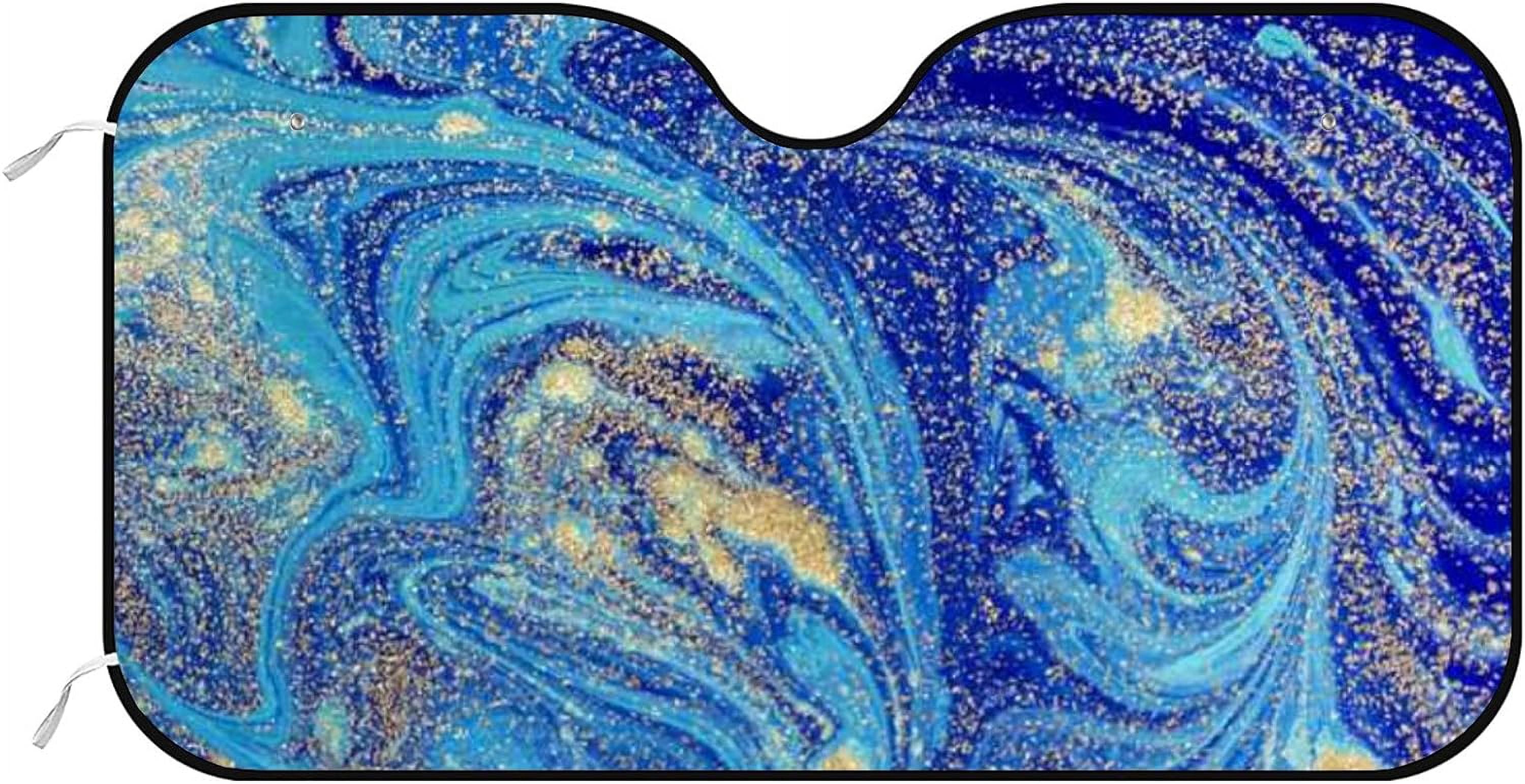 Car Windshield Sunshade Marble Stone Striped Ocean Sea Blue Gold Stars ...