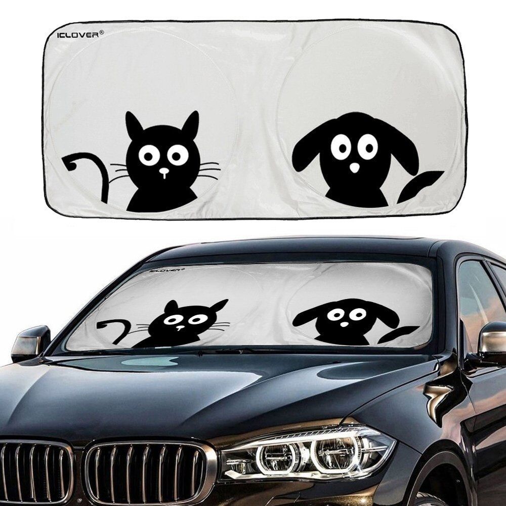 Cartoon Eyes Front Auto Vehicle Accordion Sunshade, Car Windshield Sun ...