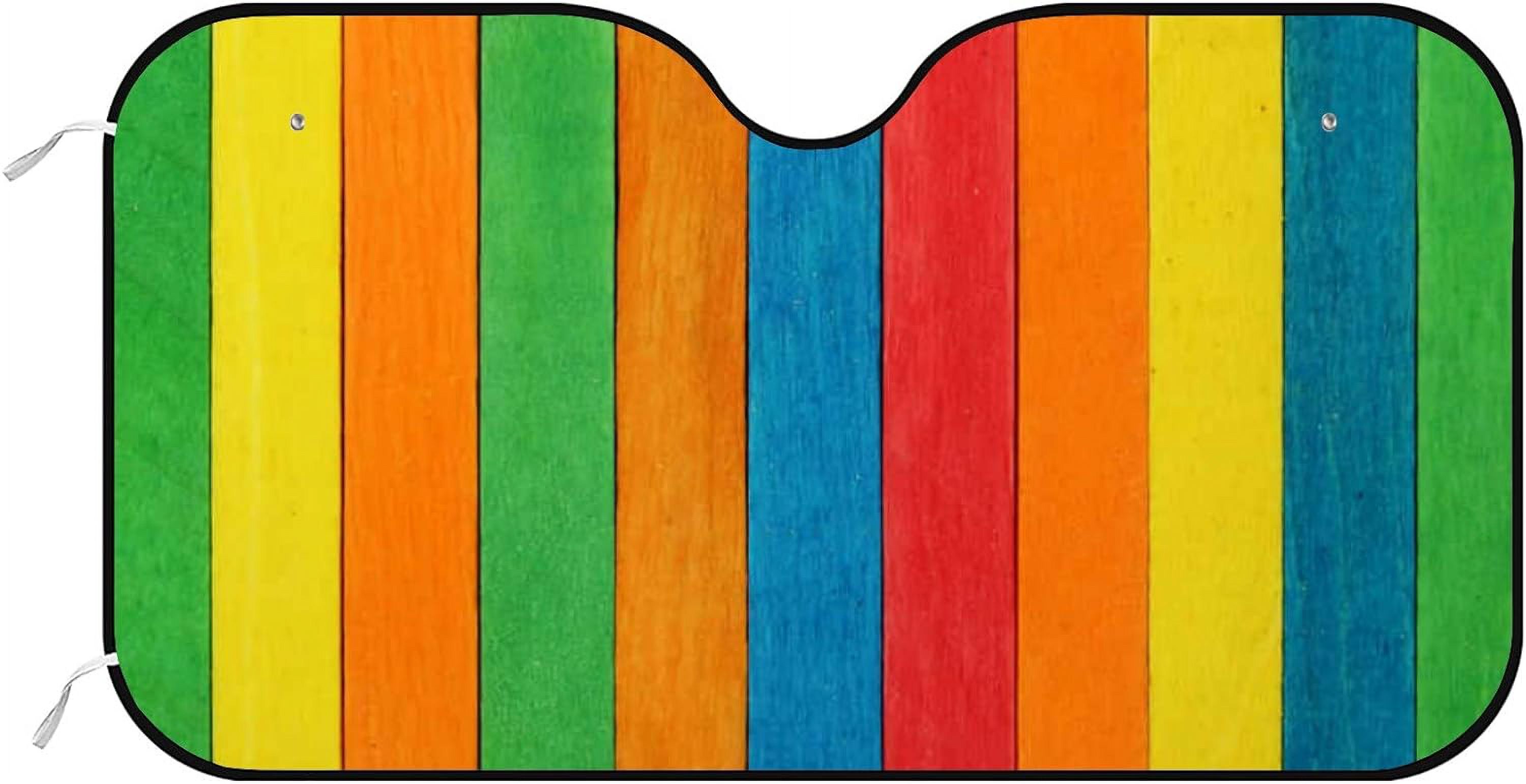 Car Windshield Sunshade Rainbow Wood Board Texture Wooden Plank ...