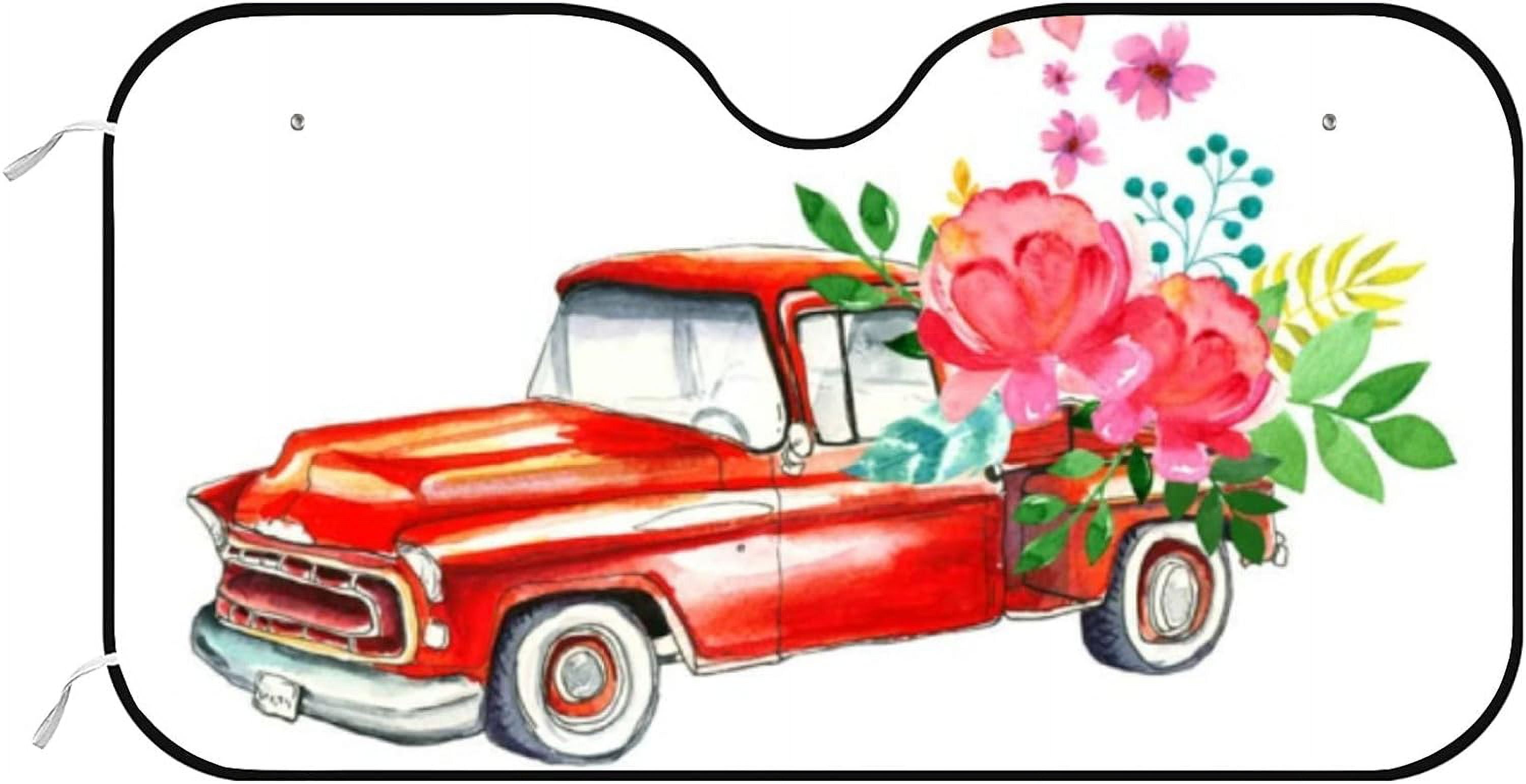 Car Windshield Sunshade Truck Floral Flowers Spring Summer Sun Visor ...