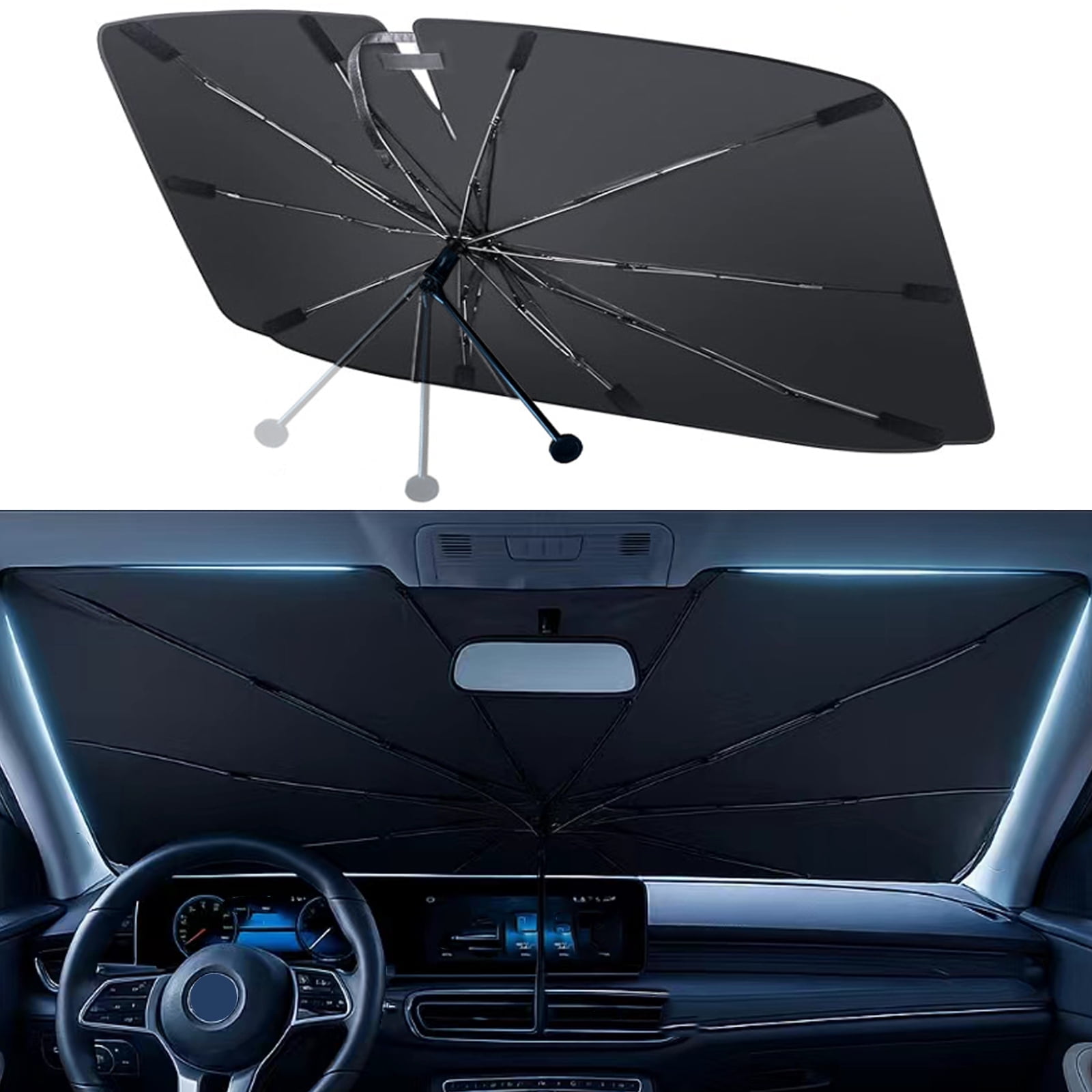 AOKELILY Foldable Car Windshield Sun Shade Cover, Front Windshield, 55 ...