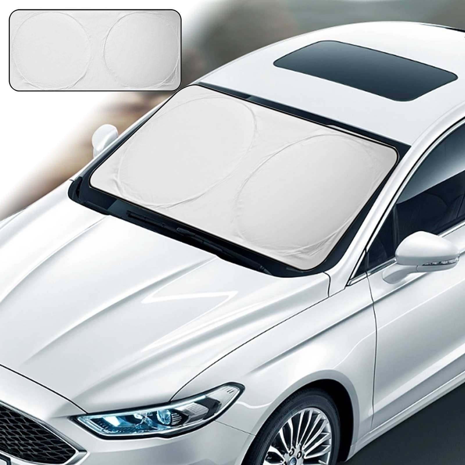 Car Windshield Sunshade | Universal Foldable Silver Cloth Sun Visor ...