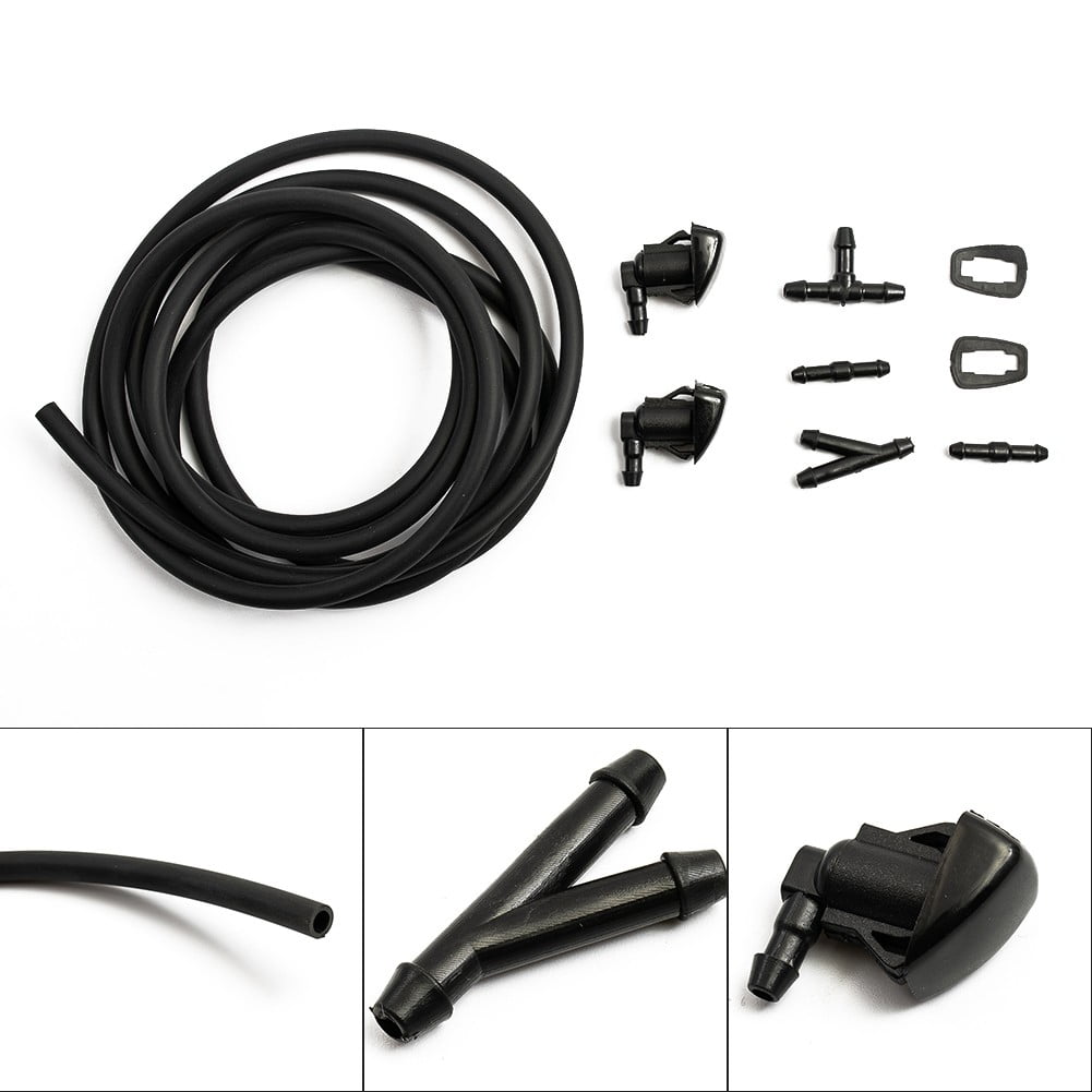 Car Windshield Washer Wiper Water Spray Nozzle Jet & Hose Connector for ...