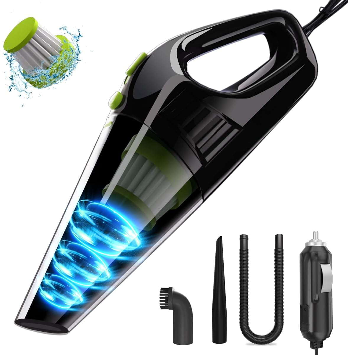 Car Wired Vacuum Cleaner, 12V Portable Vacuum with Strong Suction, 3 ...