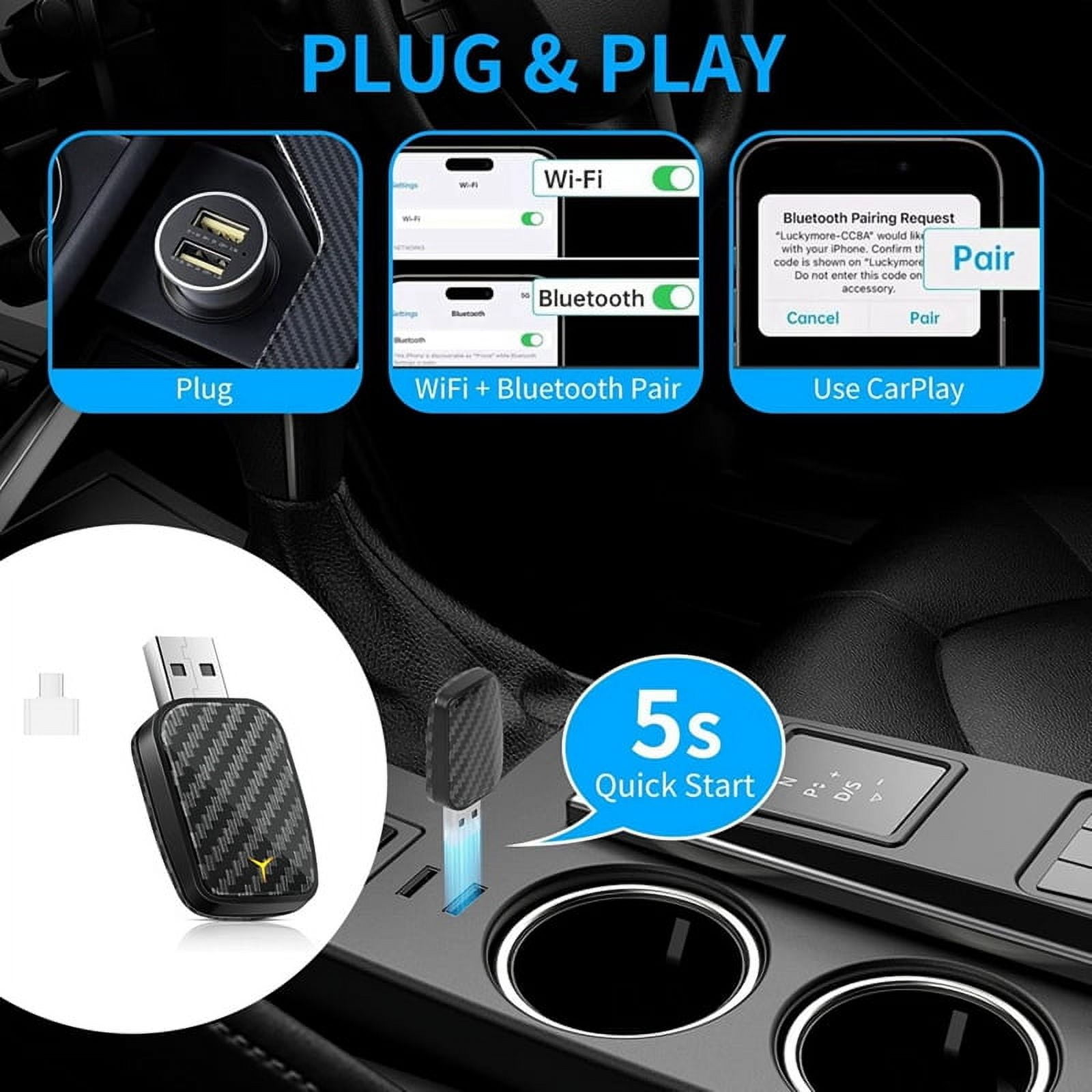 Car Wireless Carplay&Android Auto Box 2in1 Wired to Wireless Dongle Plug&Play CarPlay Android ...