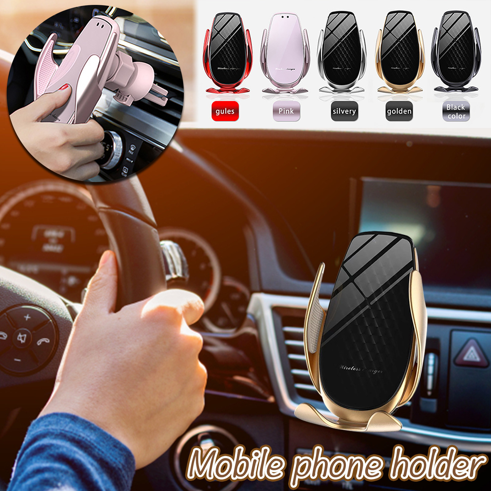 Car Wireless Charger, 15W Fast Charging Pad, Smart Infrared Sensor ...
