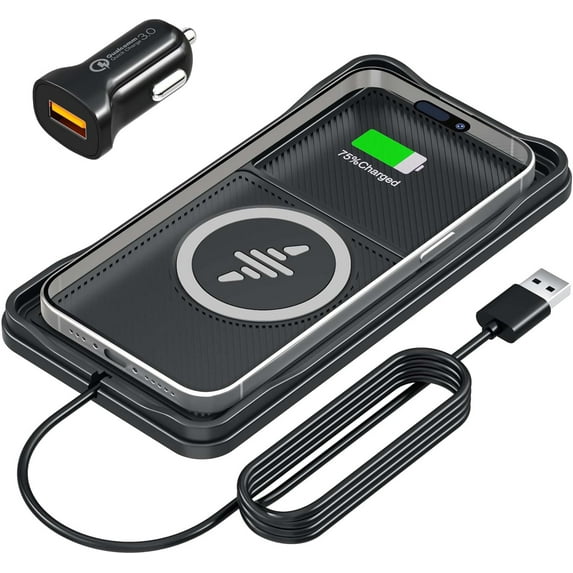 Car Wireless Charger Pad, 15W Fast Non-Slip Wireless Charging Pad for ...