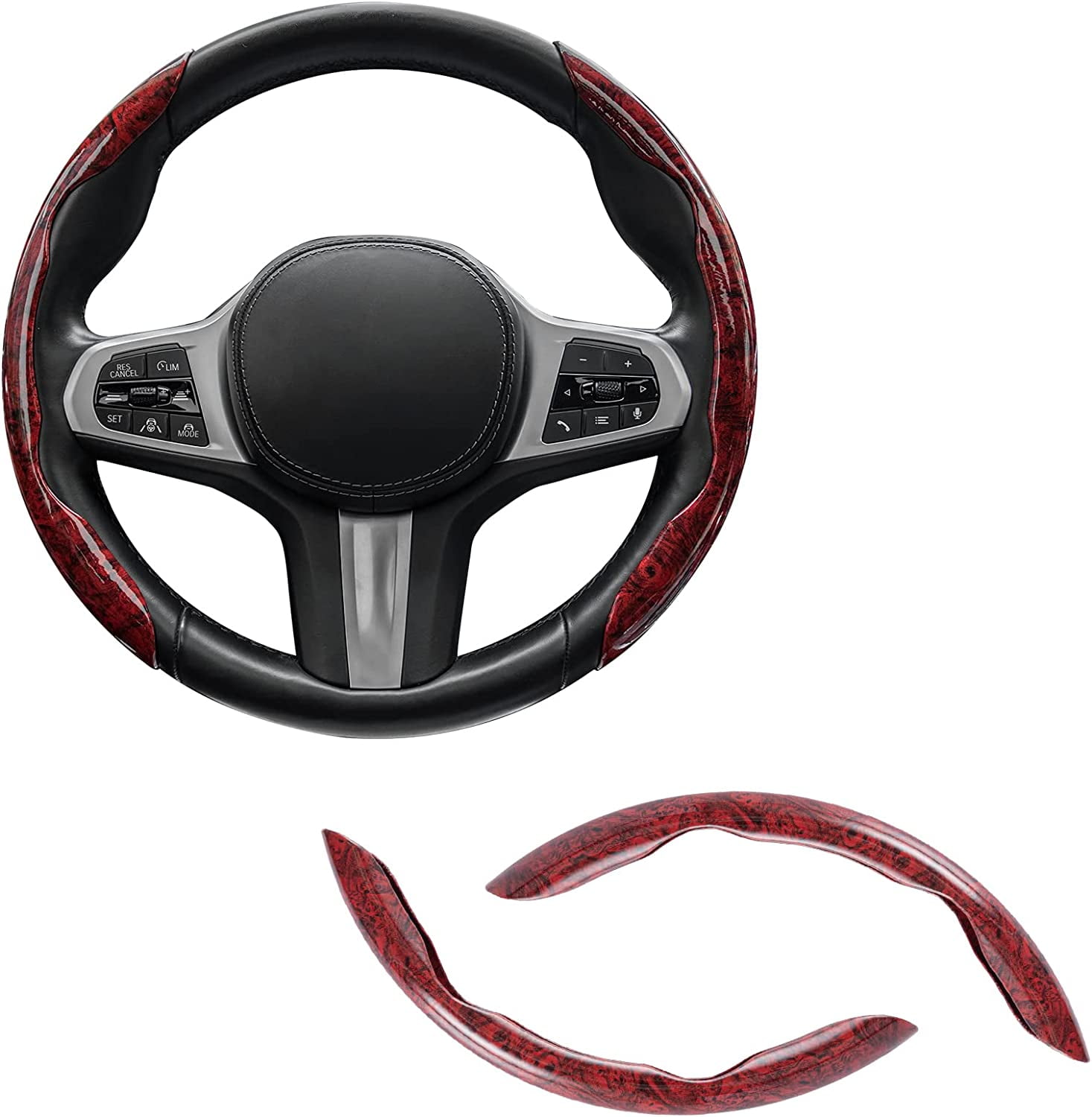 Car Wood Grain Steering Wheel Cover, Car Interior Accessories, 2PCS ...