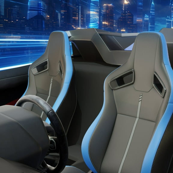 2PC Universal Bucket Racing Seats Red Stitch Red PVC Leather Reclinable ...