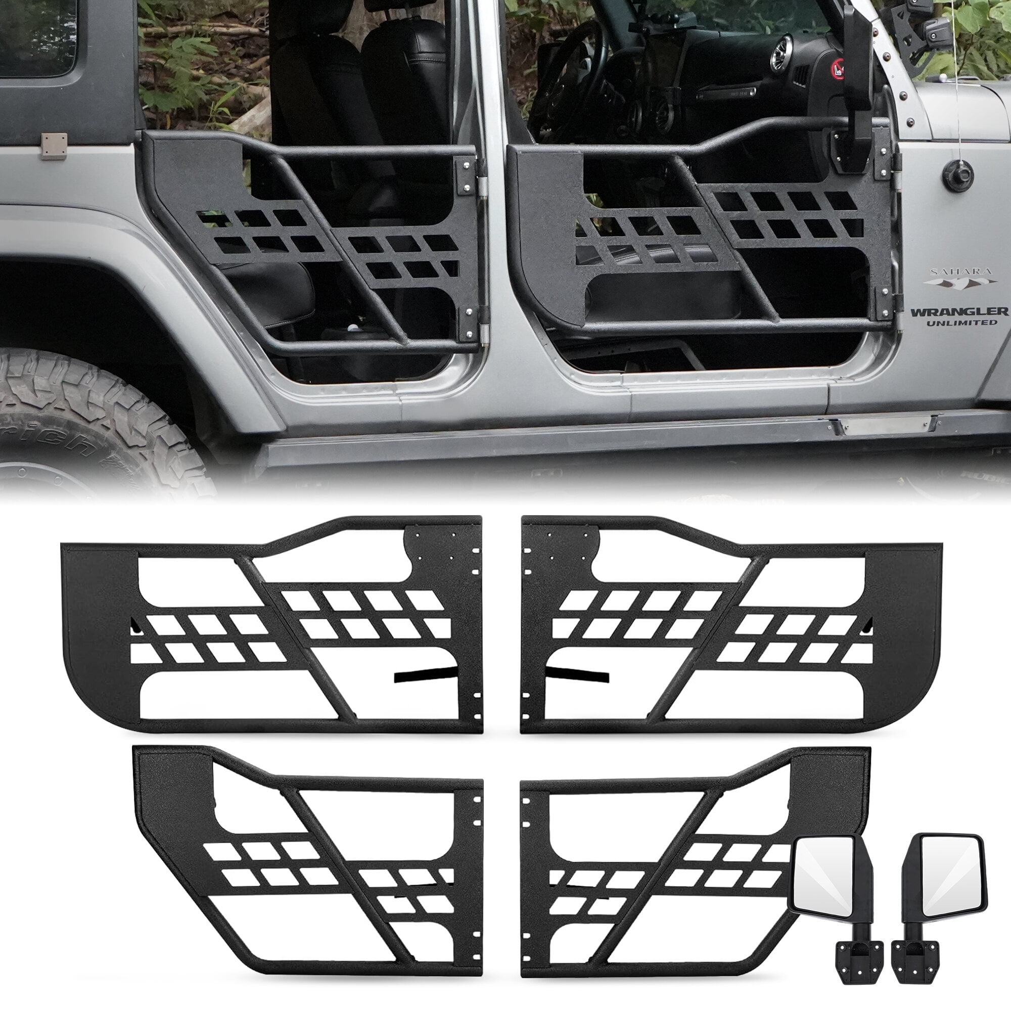 Car accessories Steel Tubular Doors with Side View Mirror for 2007-2018 ...