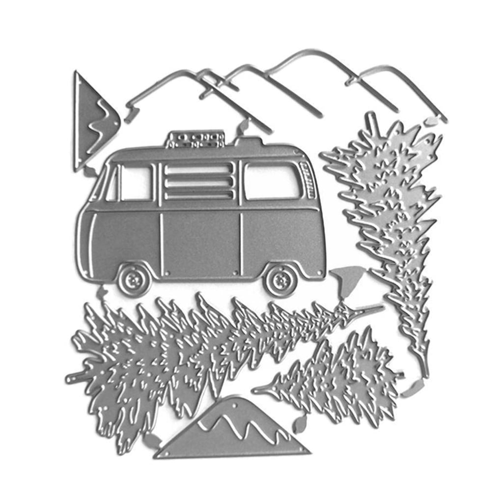 Car and Tree Die Cuts for Christmas Card Making DIY Scrapbooking Photo ...