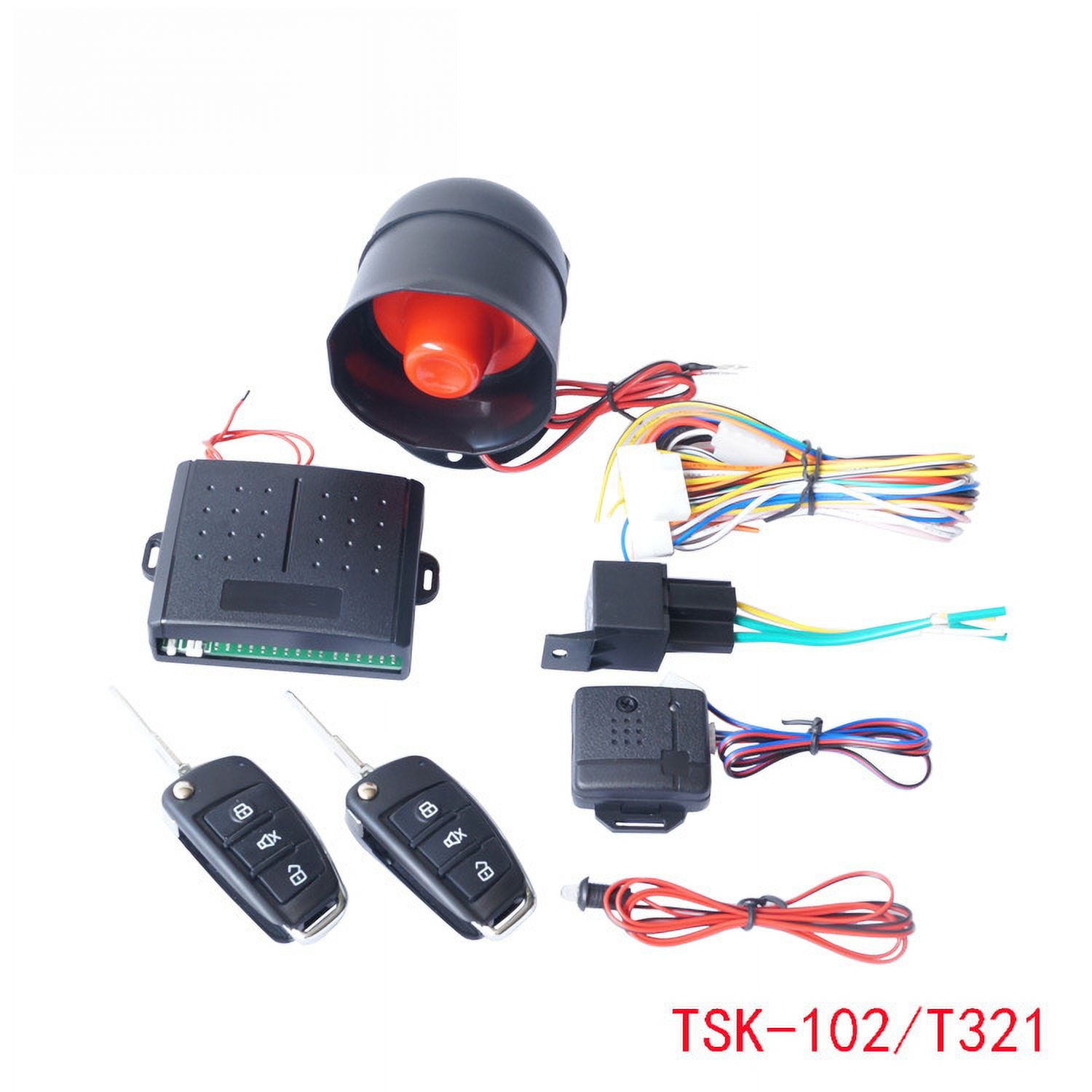 Car anti-theft device 12V vehicle alarm system with bullet key remote ...