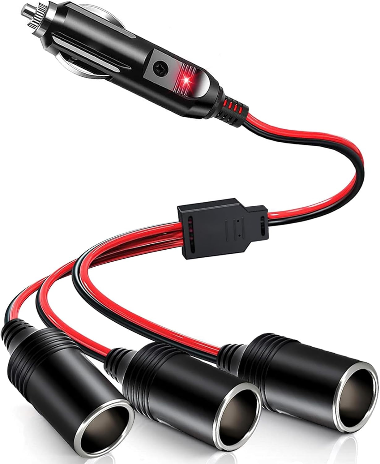 Car cigarette Lighter Splitter, 1 to 3 DC 12V 24V Plug Adapter, 3 ...